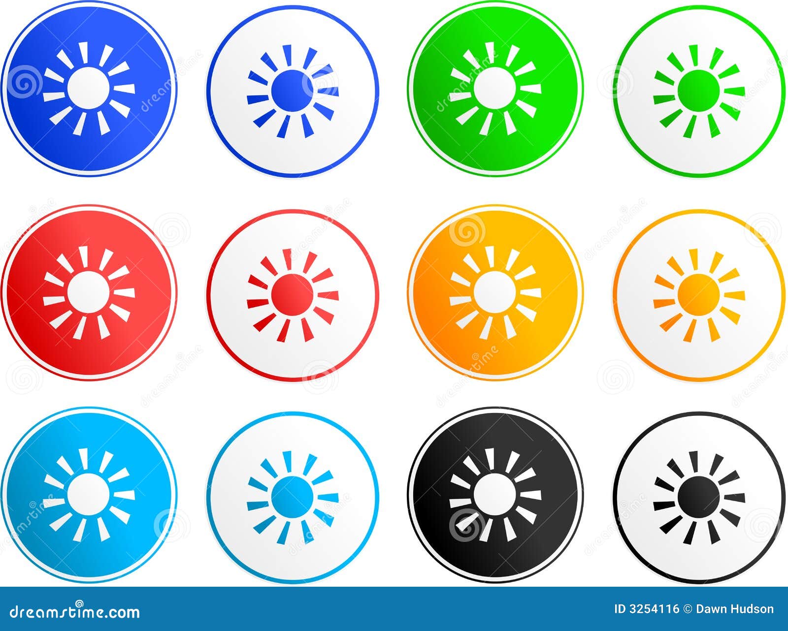 Sun sign icons stock vector. Illustration of logo, colours - 3254116