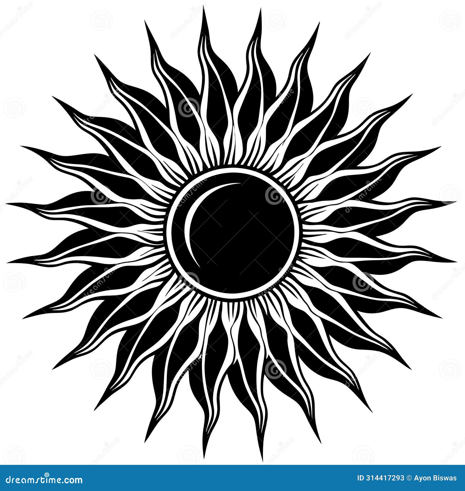 Sun Silhouette Vector Illustration and Unique Creative Design White ...