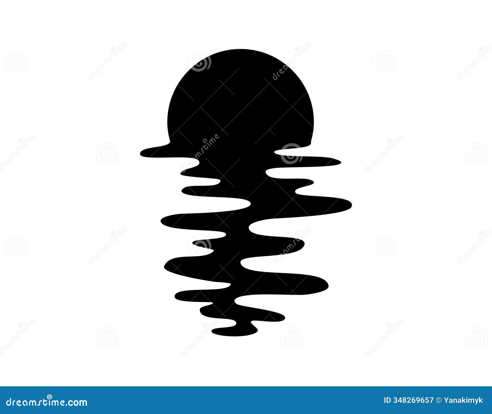 Sun Silhouettes Icon. Vector Template Sun Reflection in Water. Sunset ...