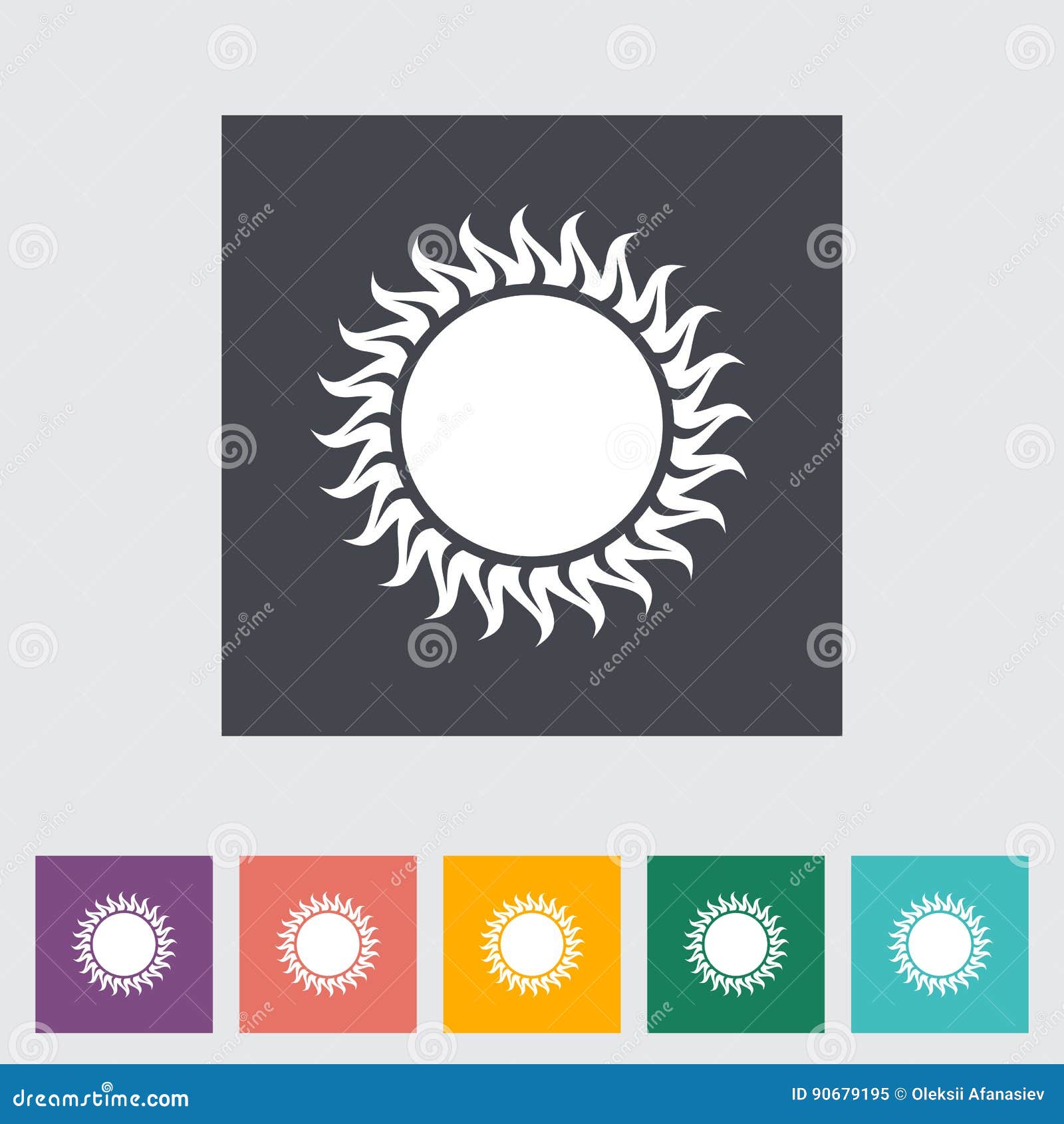 Sun single flat icon. stock vector. Illustration of solar - 90679195