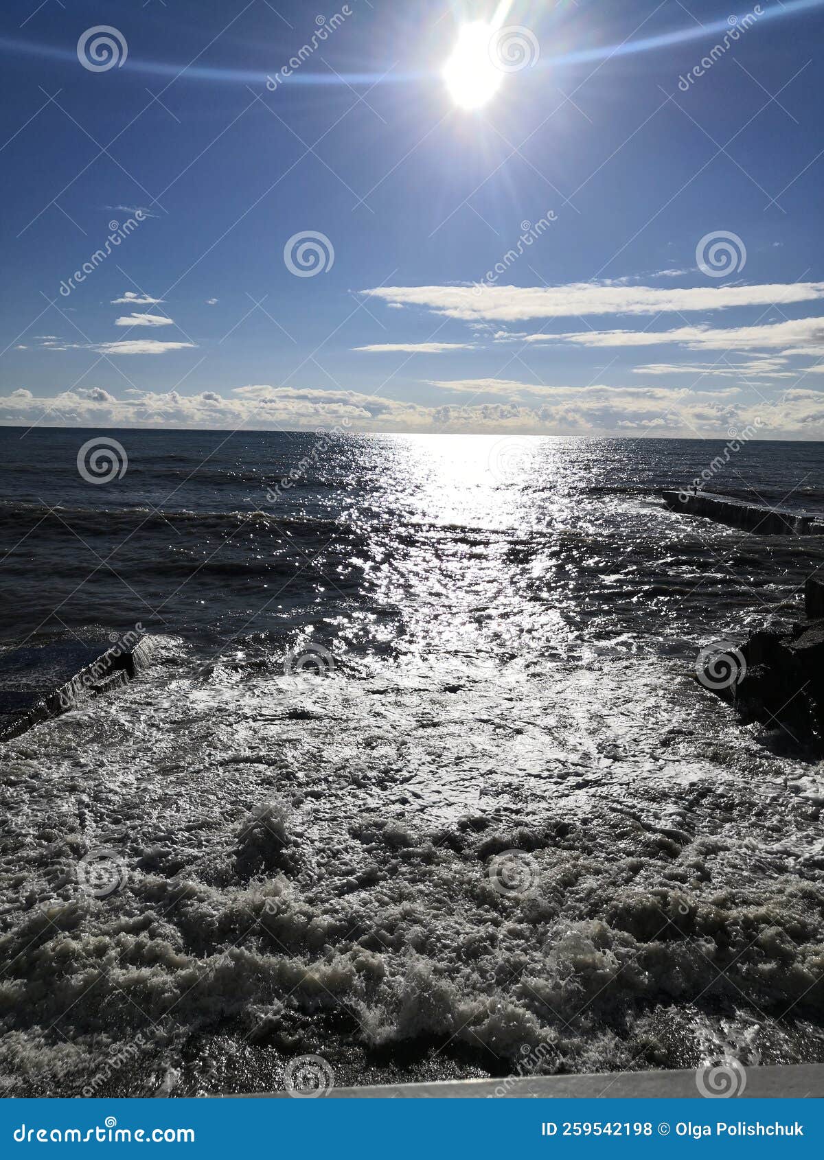 Sun in the Sky on Choppy Seas Stock Photo - Image of sunlight, coast ...