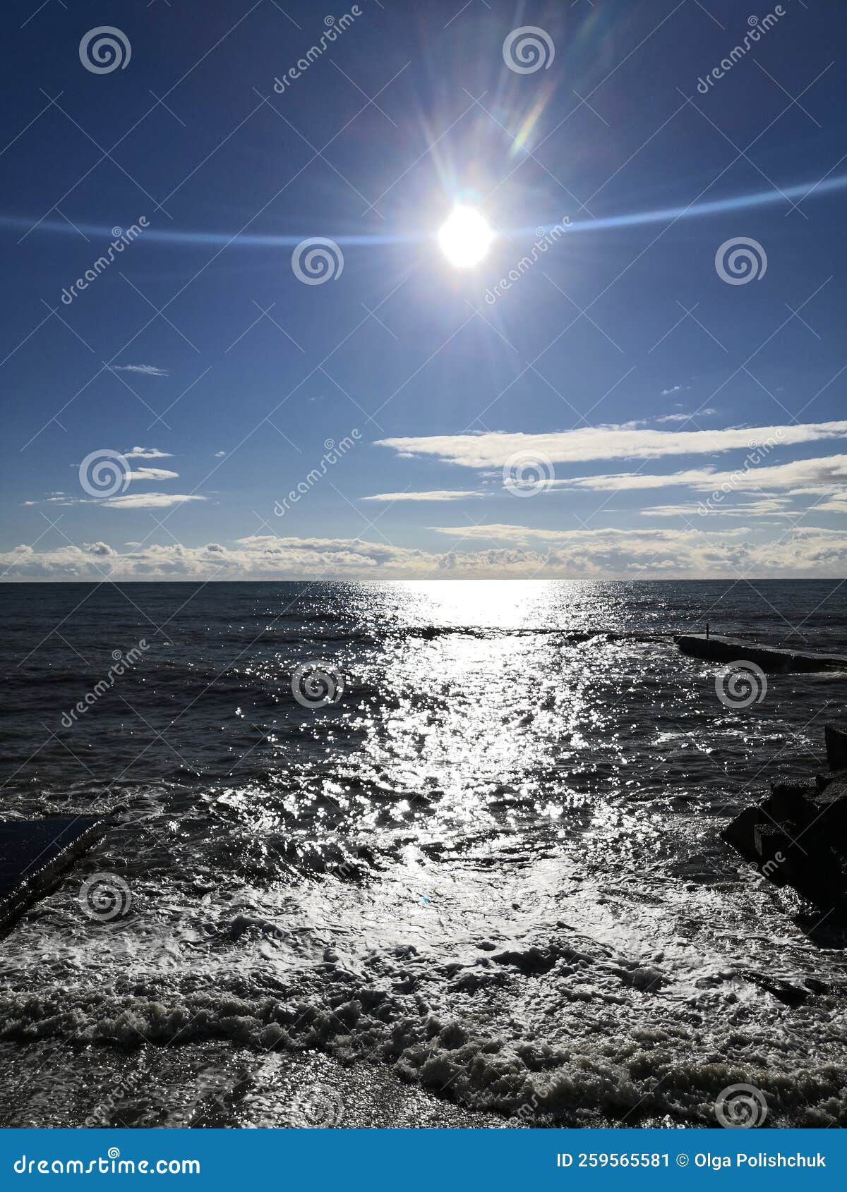 Sun in the Sky on Choppy Seas Stock Image - Image of coast, reflection ...