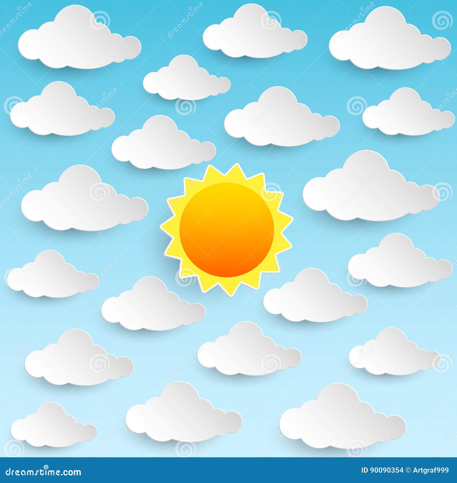 Sun sky clouds stock illustration. Illustration of beautiful - 90090354