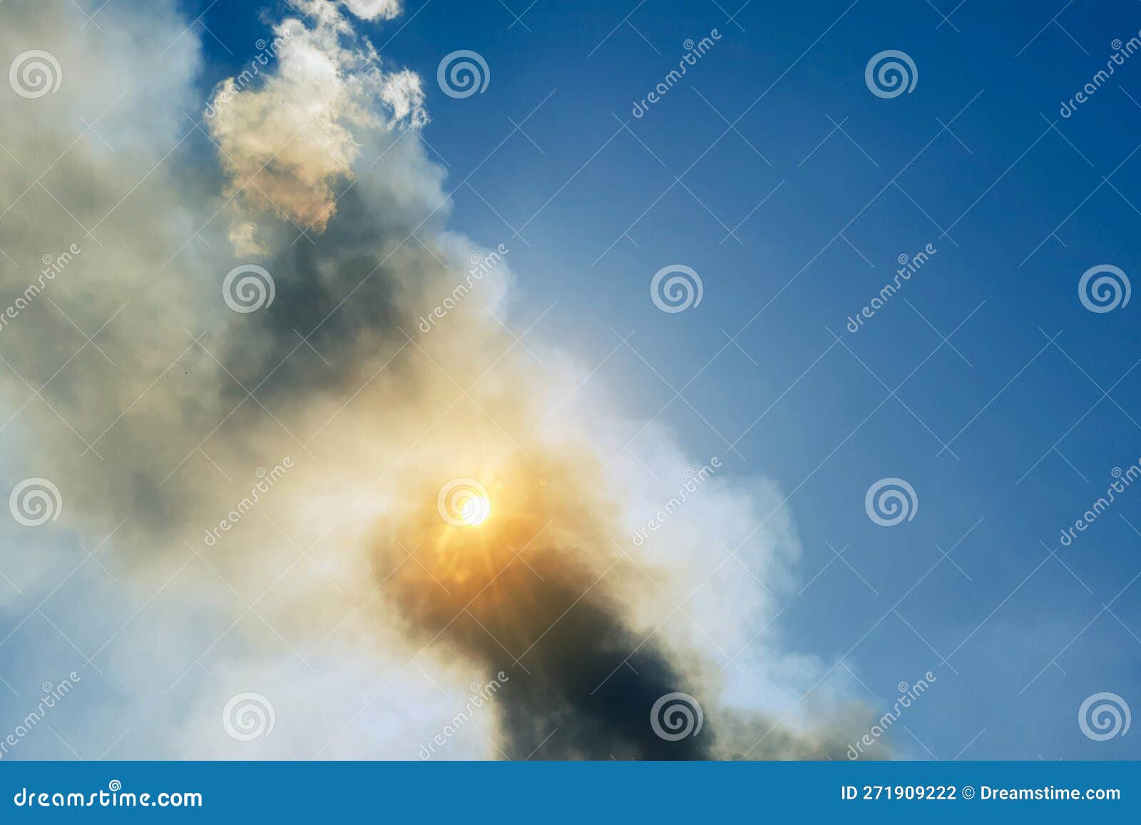The Sun in the Sky through a Column of Smoke from a Large Fire among ...