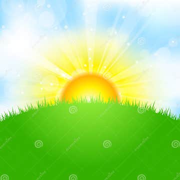 Sun, sky and grass stock illustration. Illustration of design - 38462648