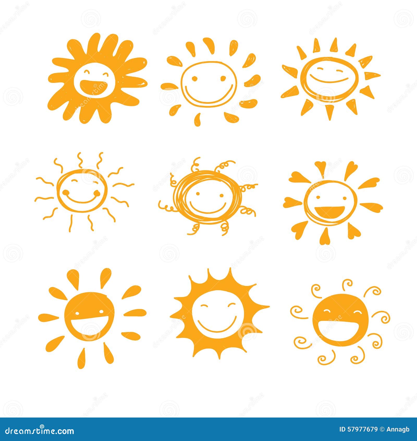 Sun Smile Diversity Hand Drawn Cute Vector for Decorated or Stock ...