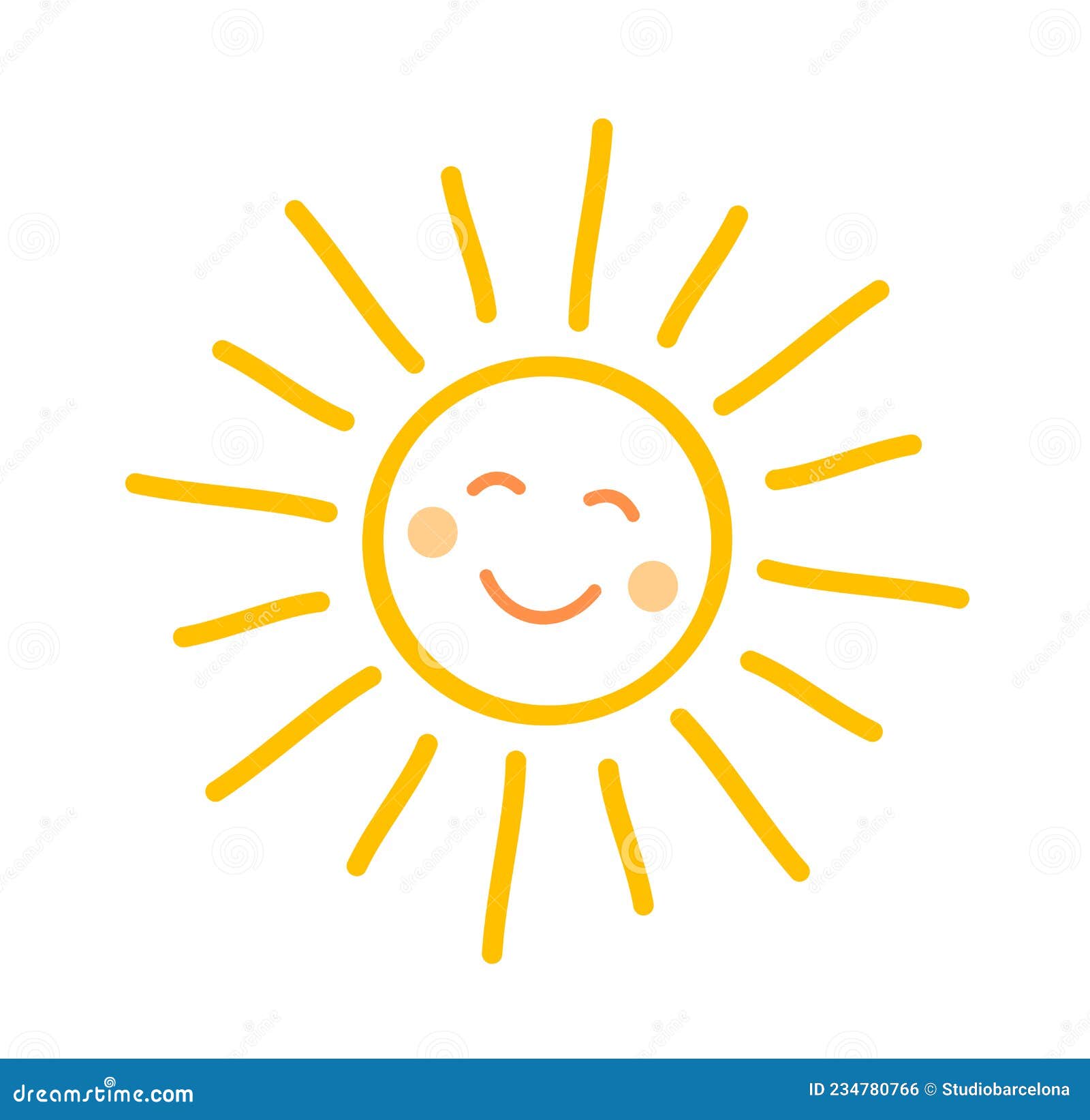 Sun with smile drawing stock vector. Illustration of star - 234780766