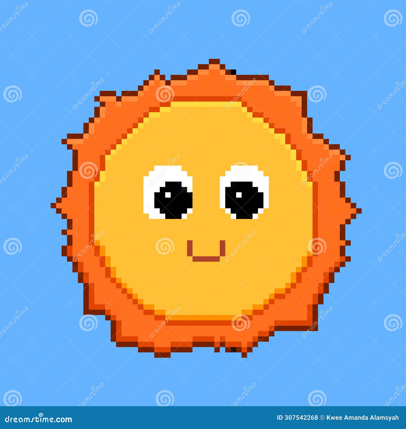 Sun with Smiling Face Pixel Art Vector Drawing Stock Vector ...
