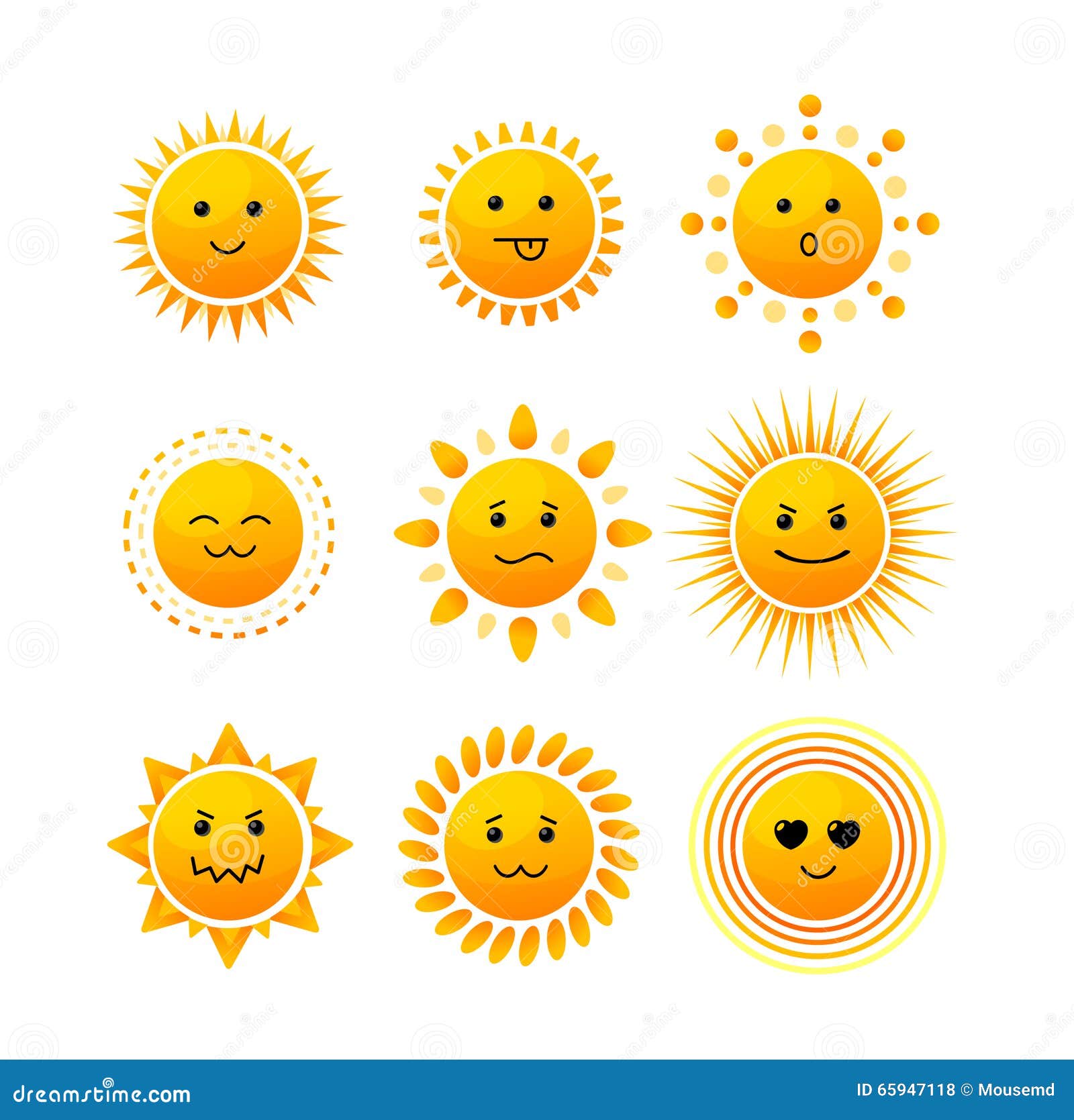 Sun Smile Icon Set. Vector stock vector. Illustration of climate - 65947118