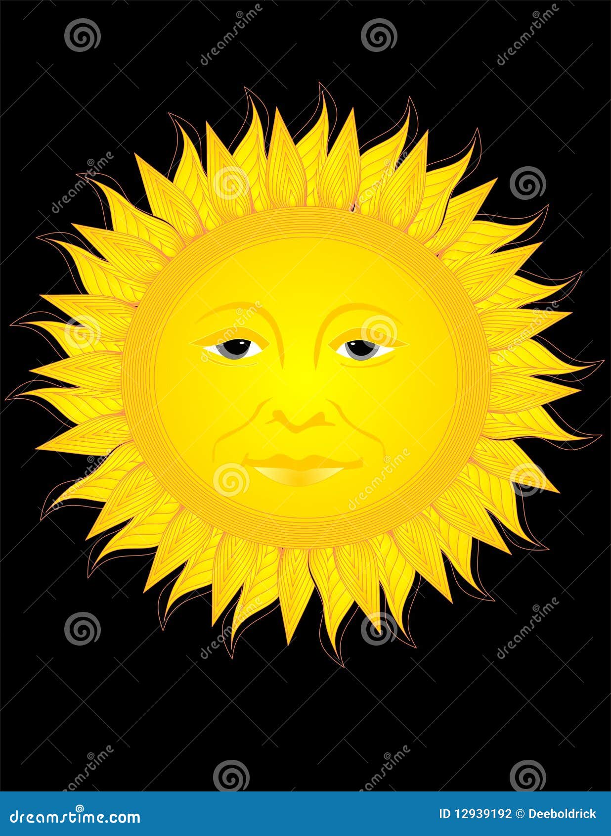 Sun Smiling with Black Background Stock Vector - Illustration of ...