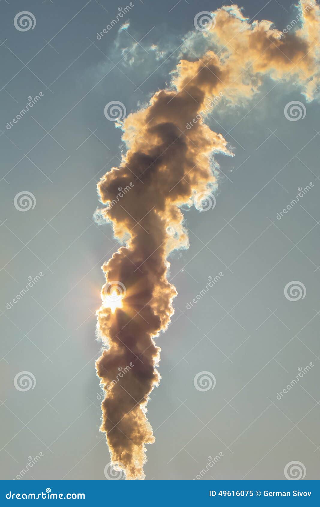 The sun through the smoke stock image. Image of smog - 49616075