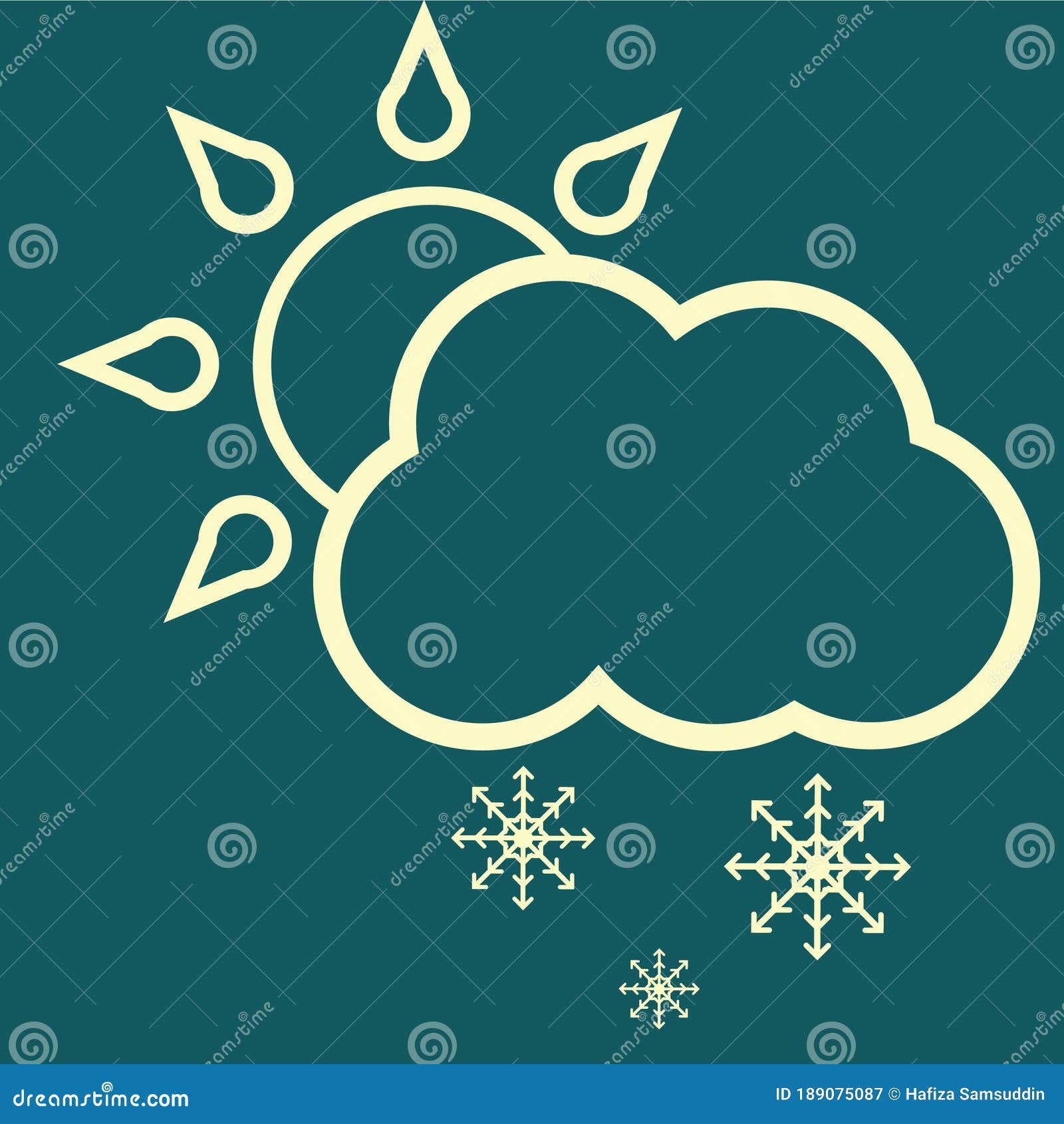 Sun and Snow Cloud. Vector Illustration Decorative Design Stock Vector ...