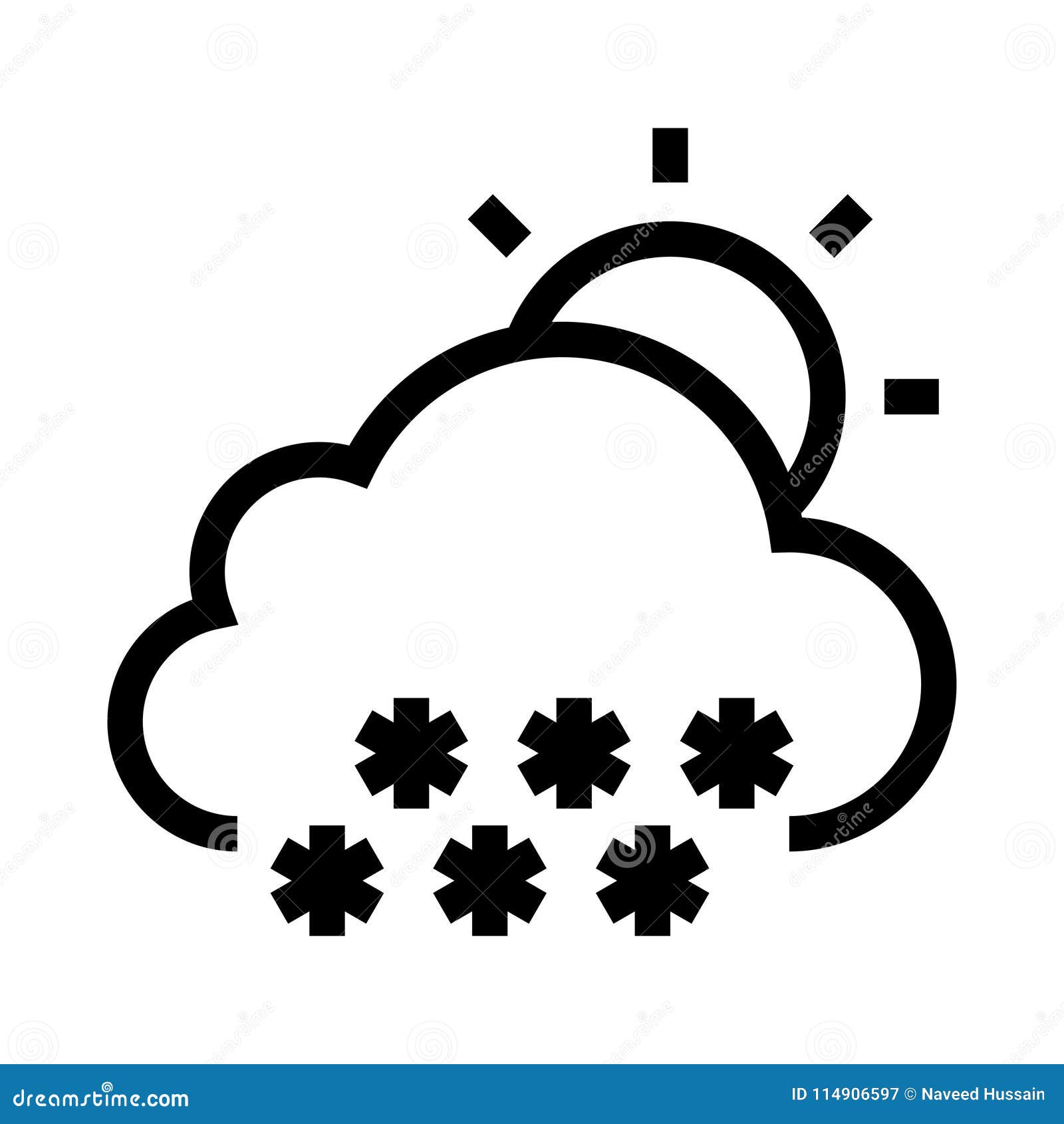 Sun Snow Falling Vector Line Icon Stock Vector - Illustration of ...