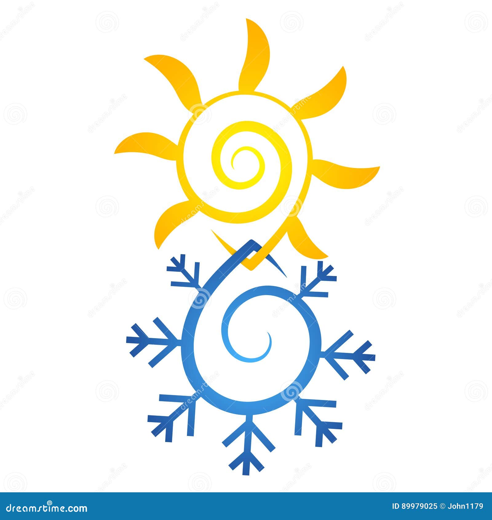 Sun and Snowflake Abstract Symbol Stock Illustration - Illustration of ...
