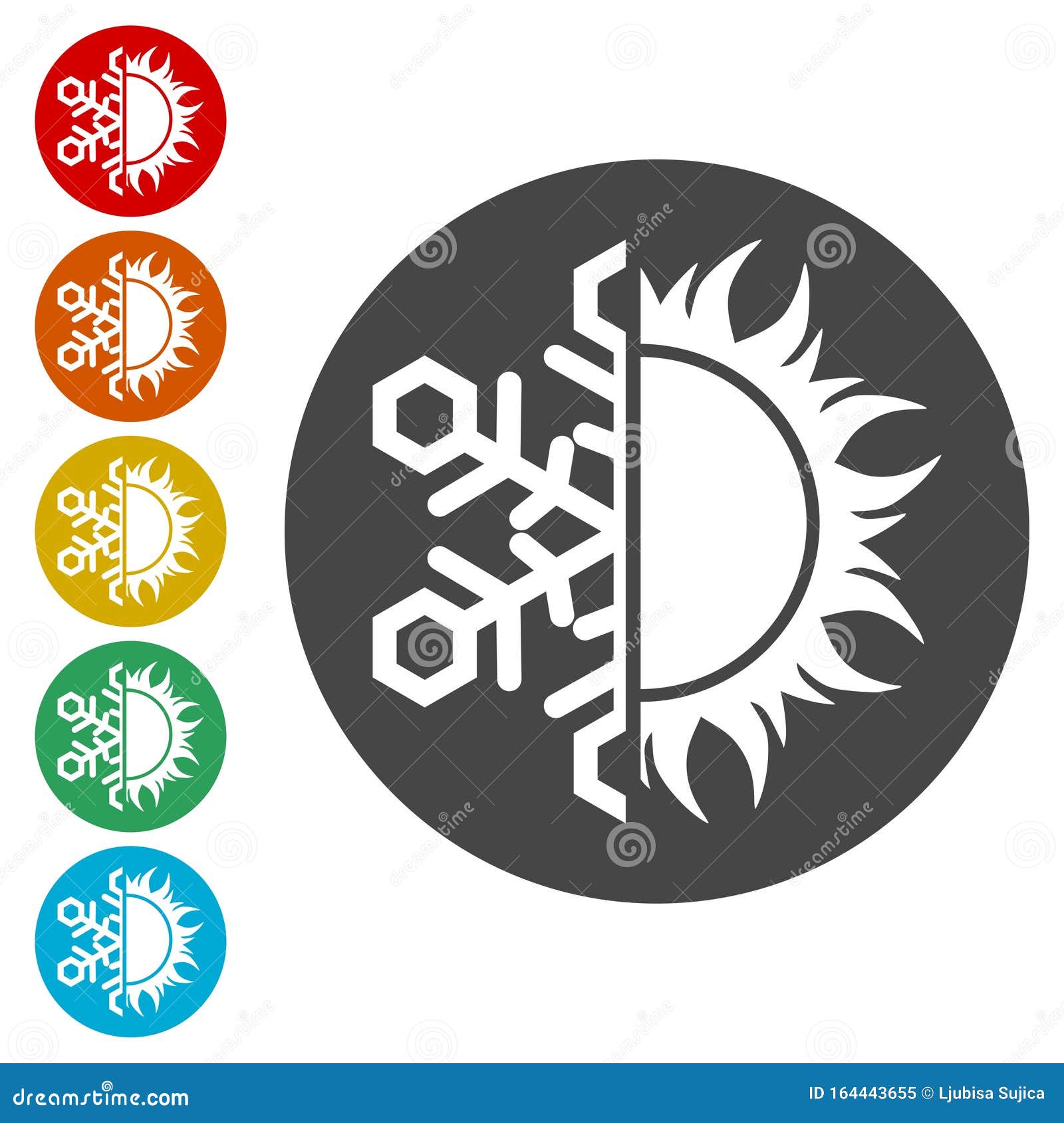 Sun and Snowflake Icons Set Stock Illustration - Illustration of black ...