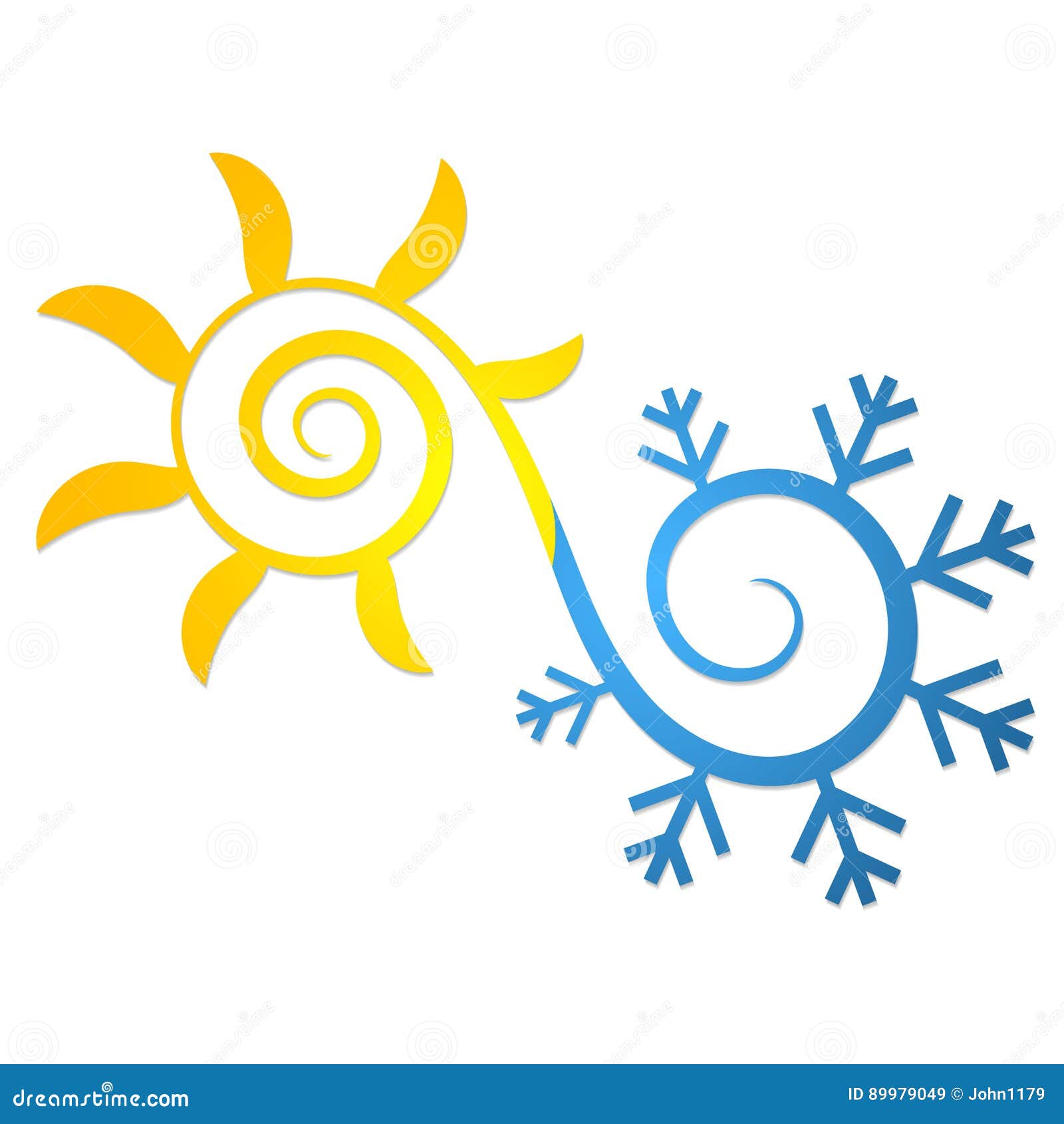 Sun and Snowflake Symbol for Air Conditioning Stock Illustration ...