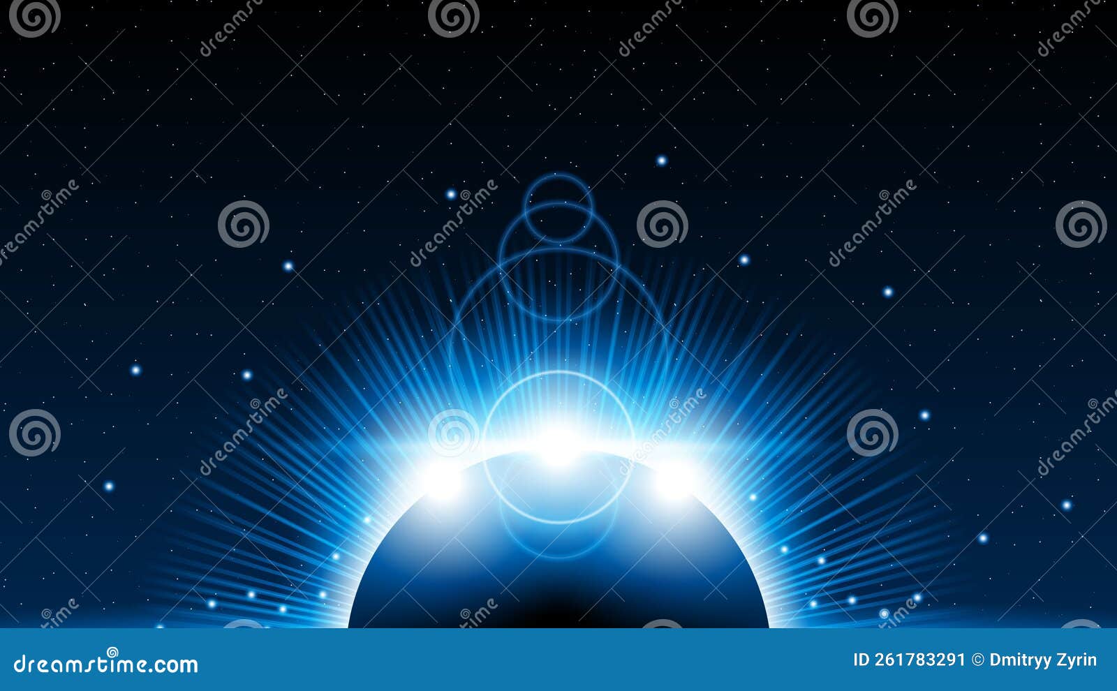 Sun Solar Eclipse Blue Fire Dark Background Vector Moon Design Space ...