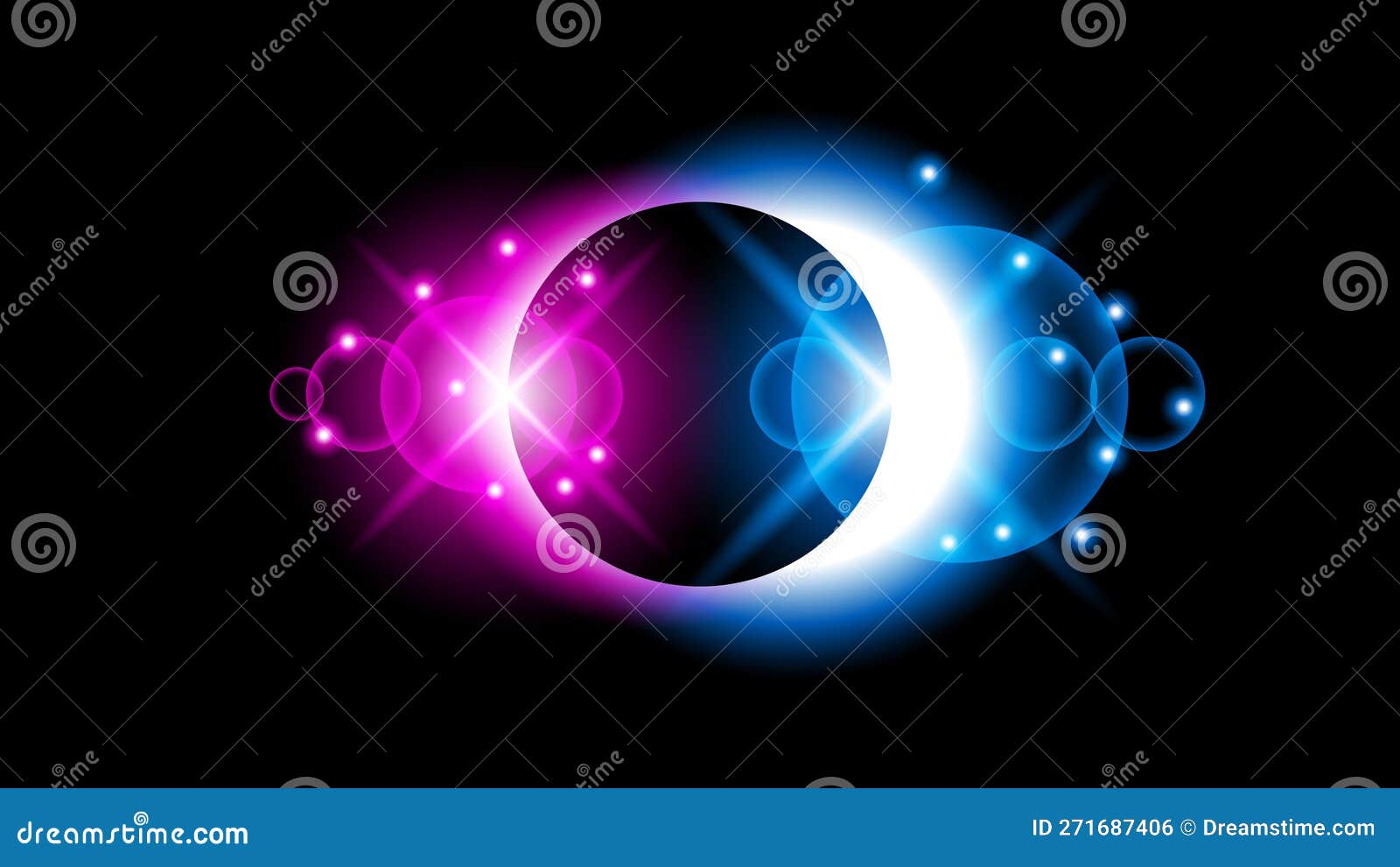 Sun Solar Eclipse Orange Fire Dark Background Vector Moon Design Space ...