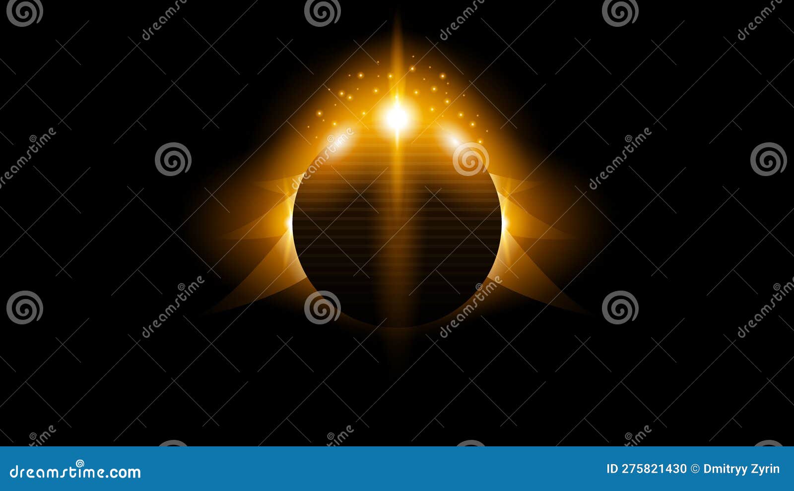 Sun Solar Eclipse Orange Fire Dark Background Vector Moon Design Space ...