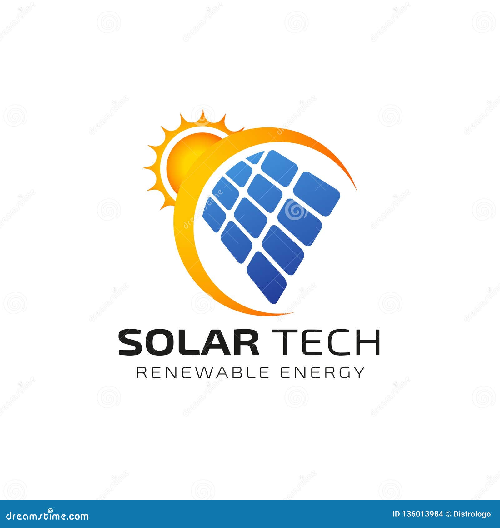 Sun Solar Energy Logo Design Template. Solar Tech Logo Design Stock ...