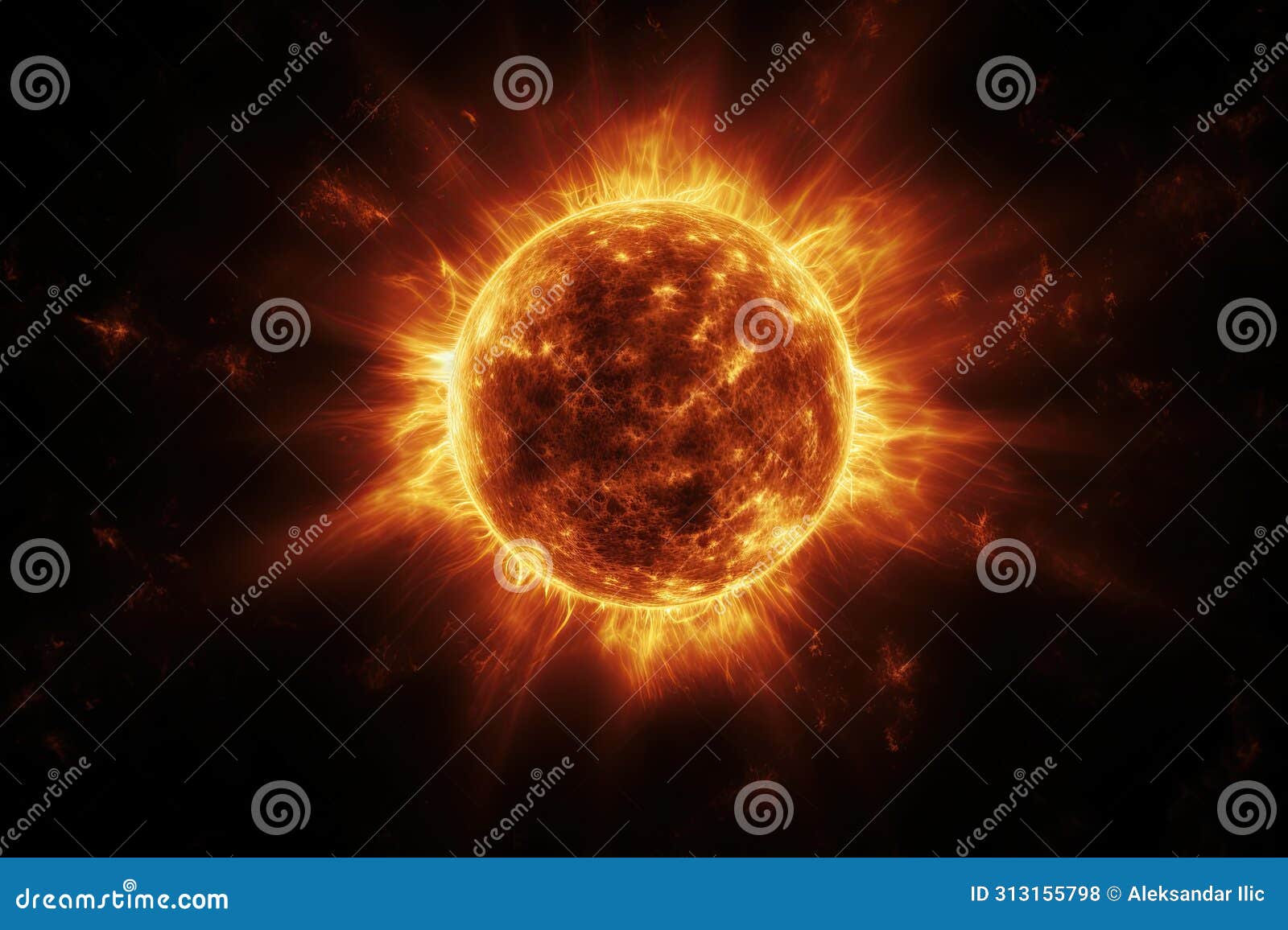 The Sun with Solar Flares in Cosmos. Generative Ai Stock Photo - Image ...