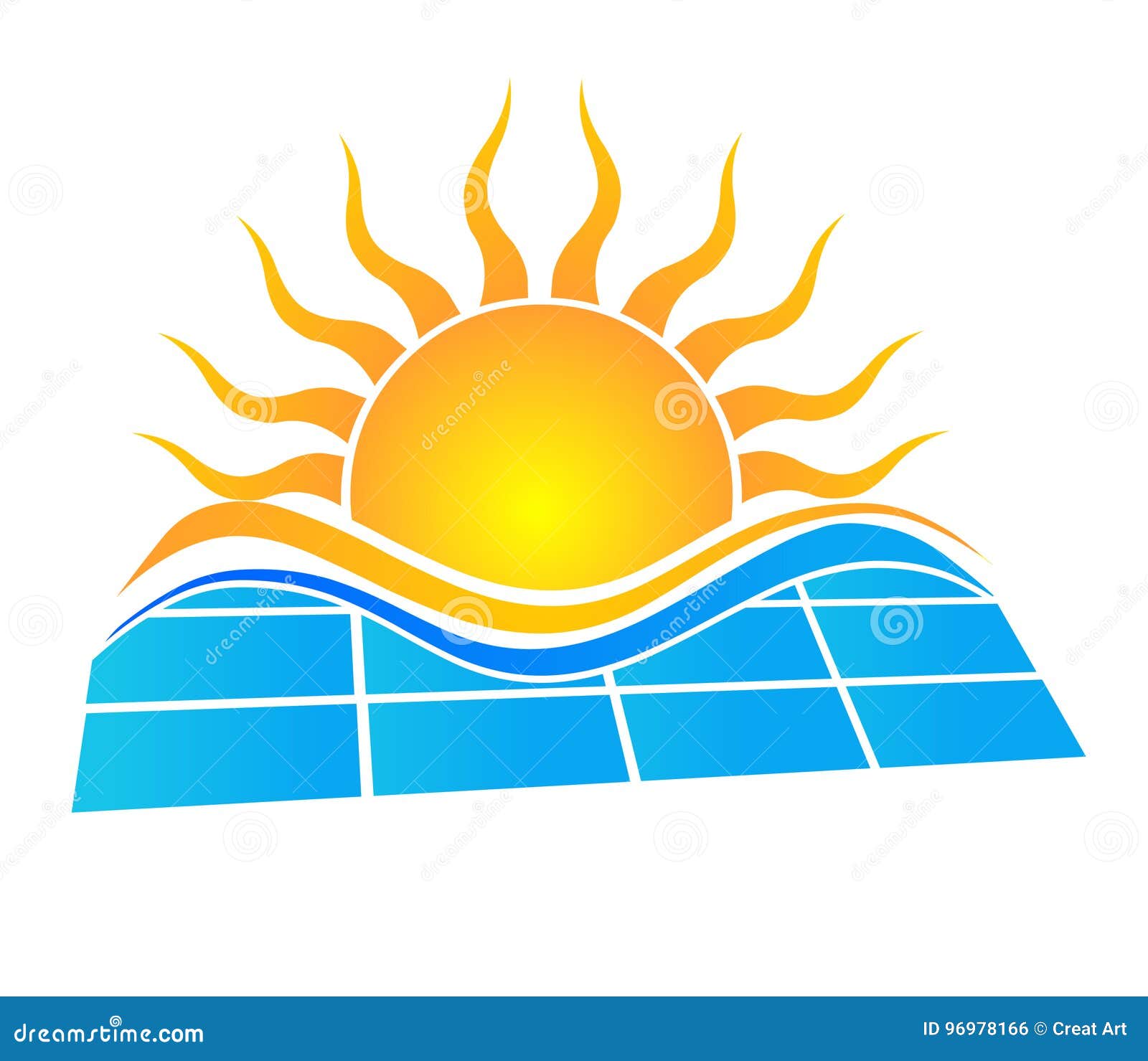 Sun and solar panel stock vector. Illustration of solar - 96978166