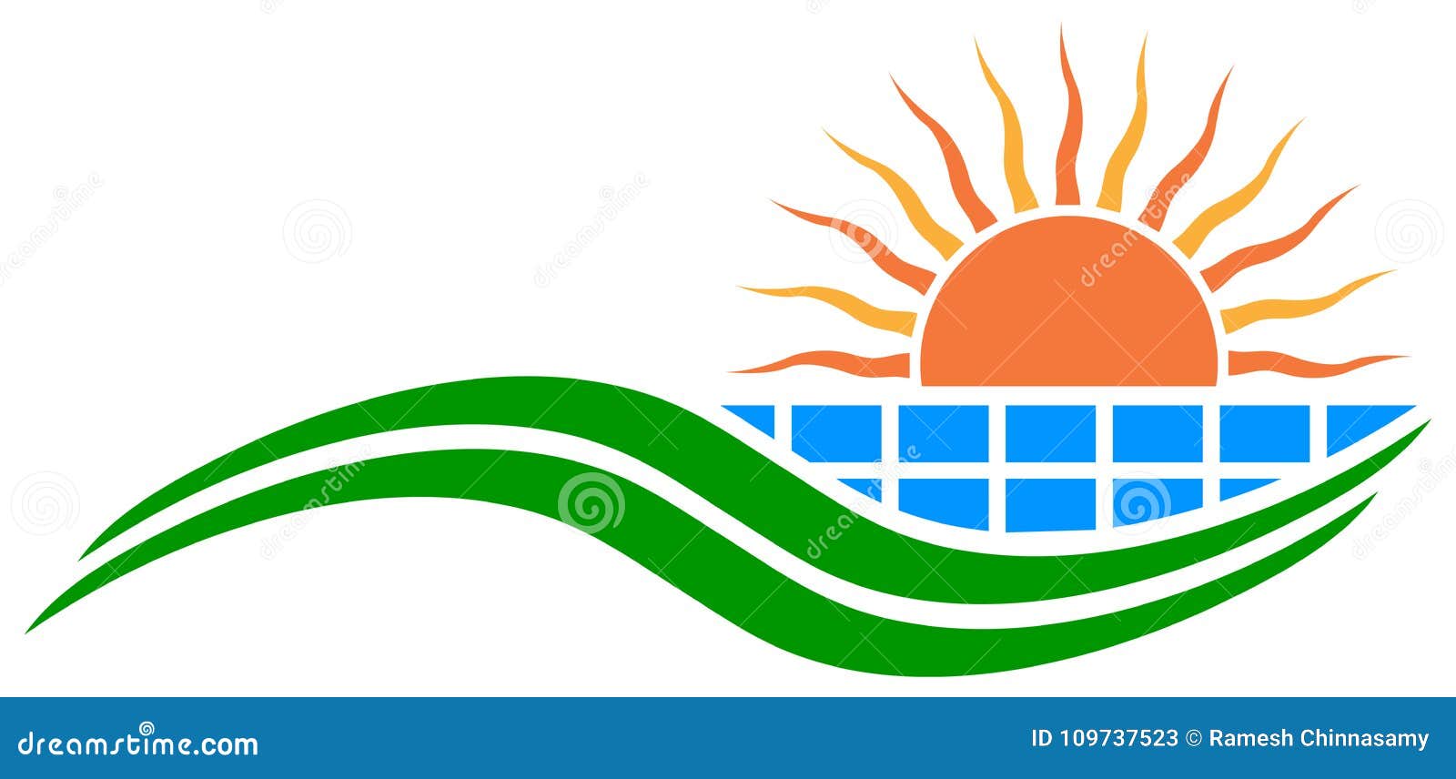 Sun and solar panel logo stock vector. Illustration of orange - 109737523