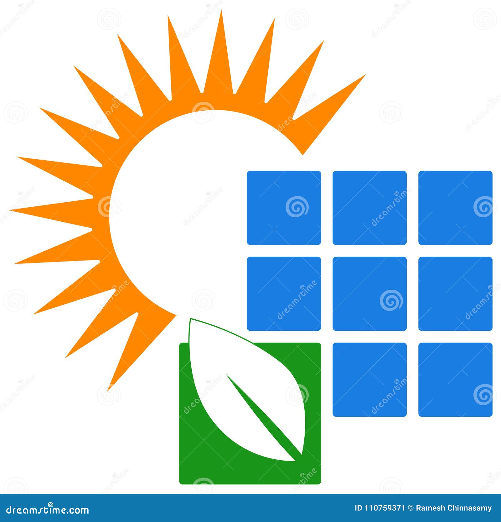 Sun and solar panel logo stock vector. Illustration of nature - 110759371