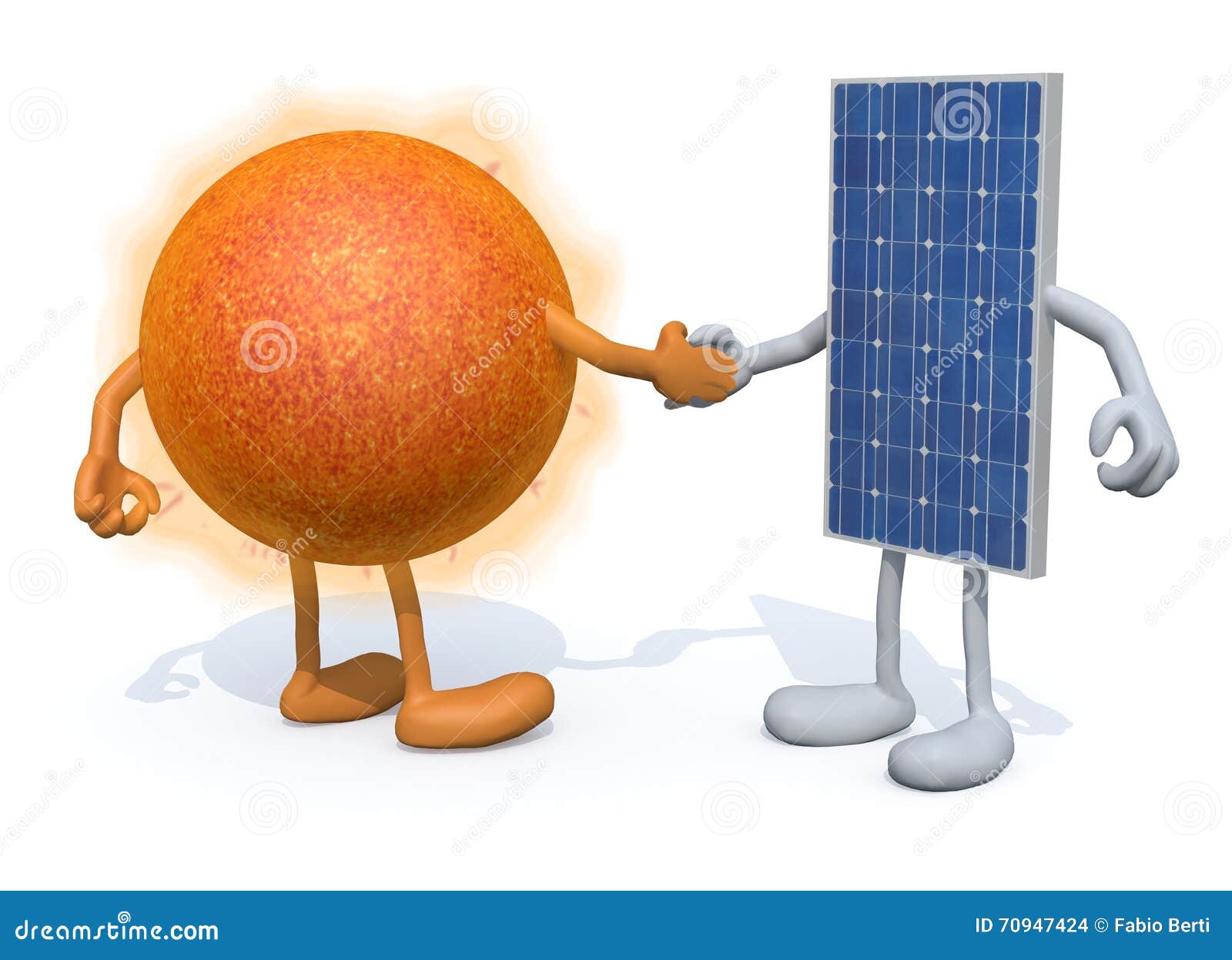 Sun and Solar Panel Shake Hands Stock Illustration - Illustration of ...