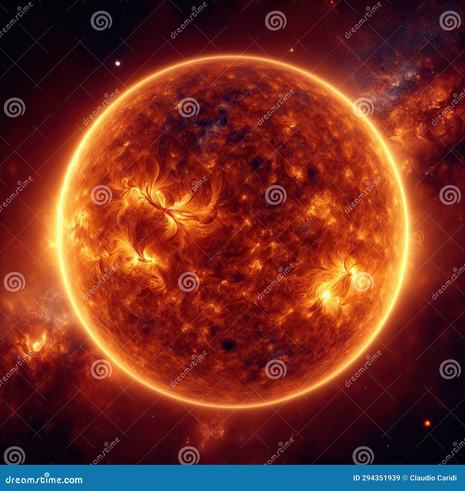 The Sun. Solar Surface with Black Spots Stock Illustration ...