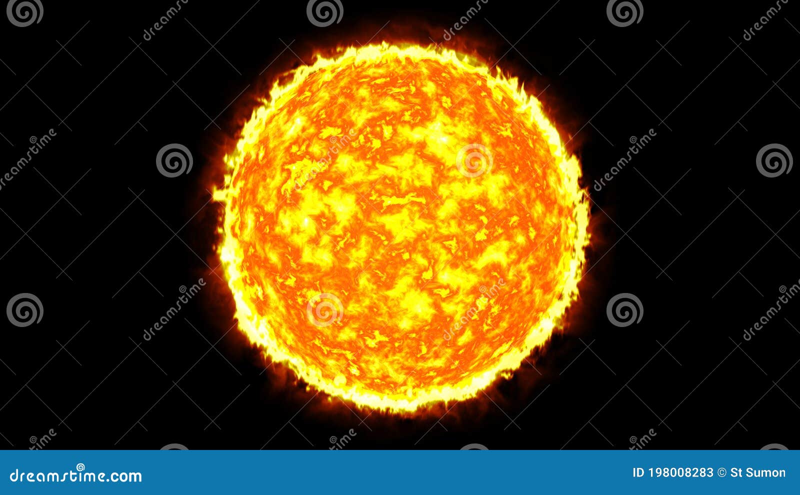 Sun Solar System with Fire Black Background Stock Illustration ...