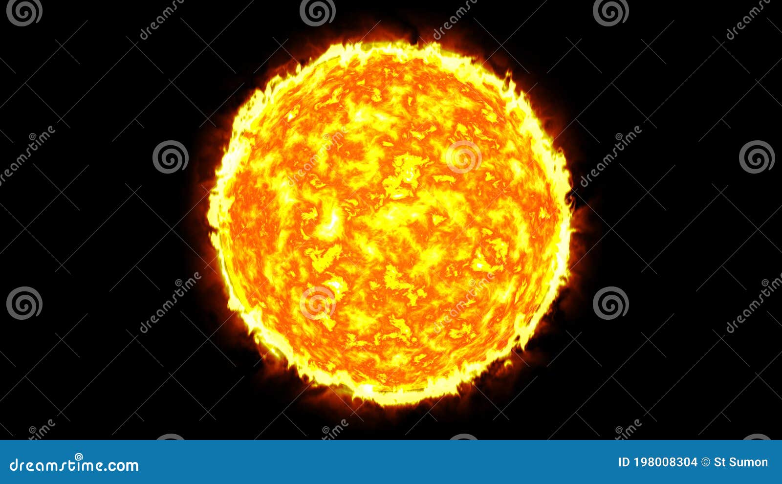 Sun Solar System with Fire Black Background Stock Illustration ...