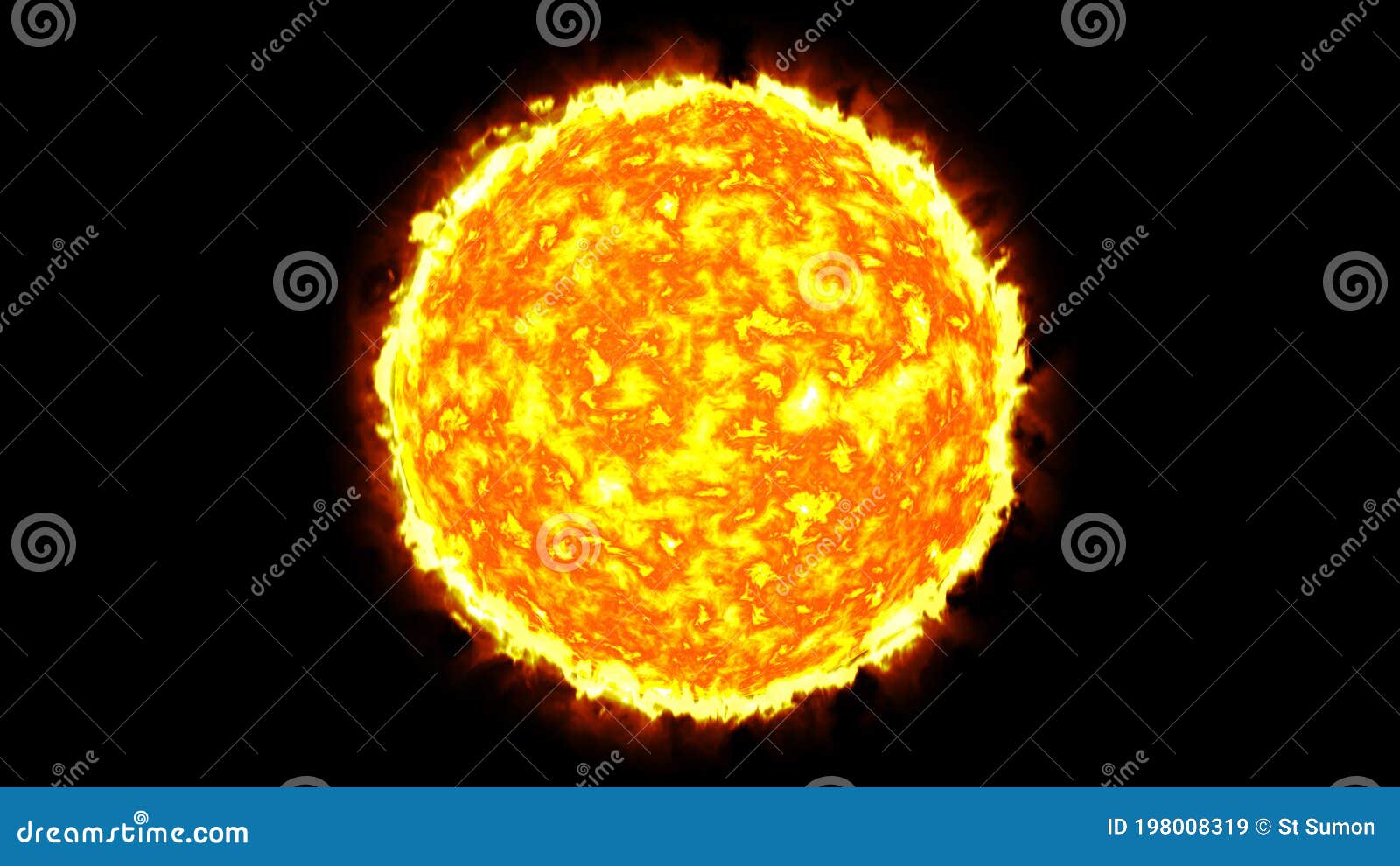 Sun Solar System with Fire Black Background Stock Illustration ...
