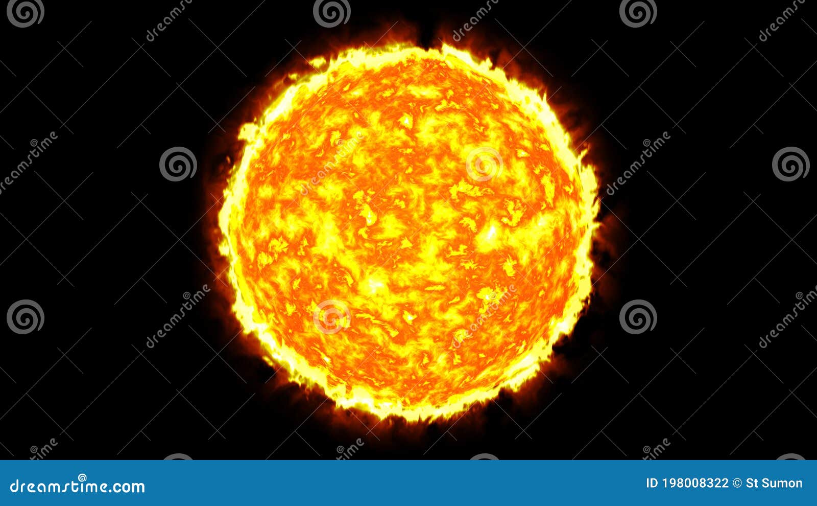 Sun Solar System with Fire Black Background Stock Illustration ...