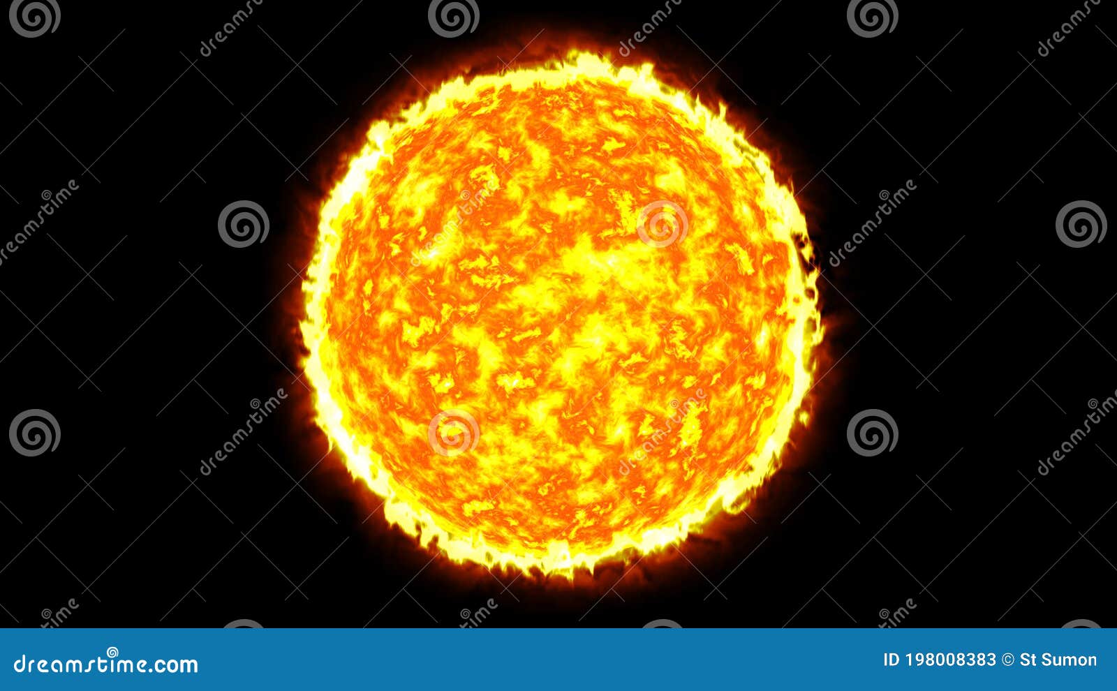 Sun Solar System with Fire Black Background Stock Illustration ...