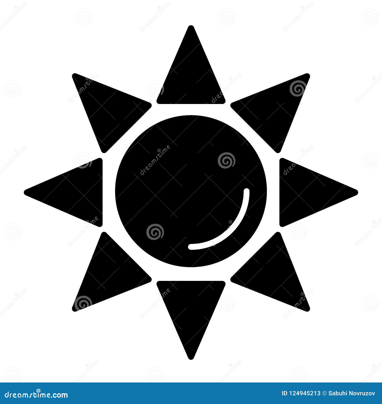 Sun Solid Icon. Shining Sun Vector Illustration Isolated on White Stock ...