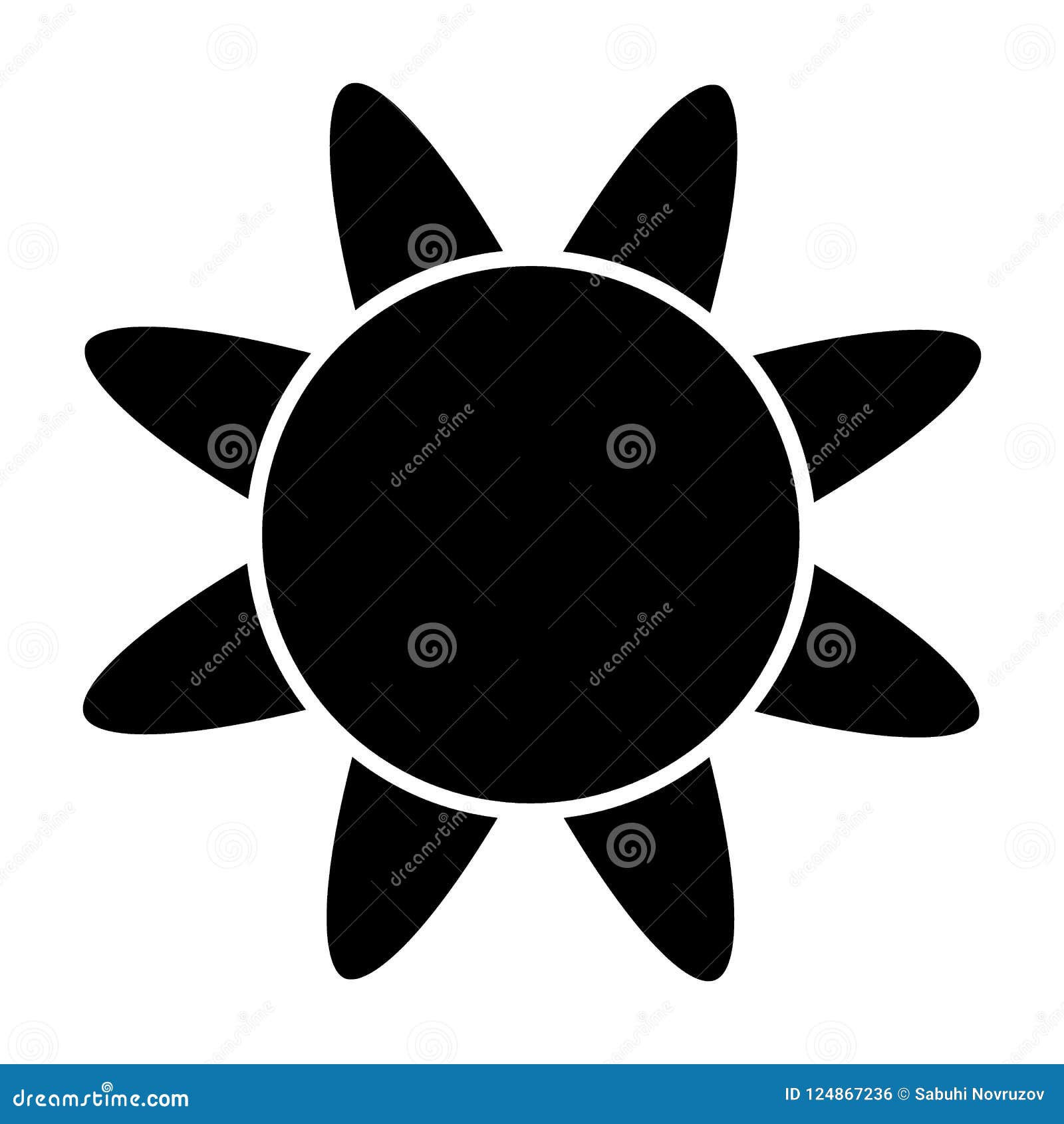 Sun Solid Icon. Stylized Sun Vector Illustration Isolated on White ...
