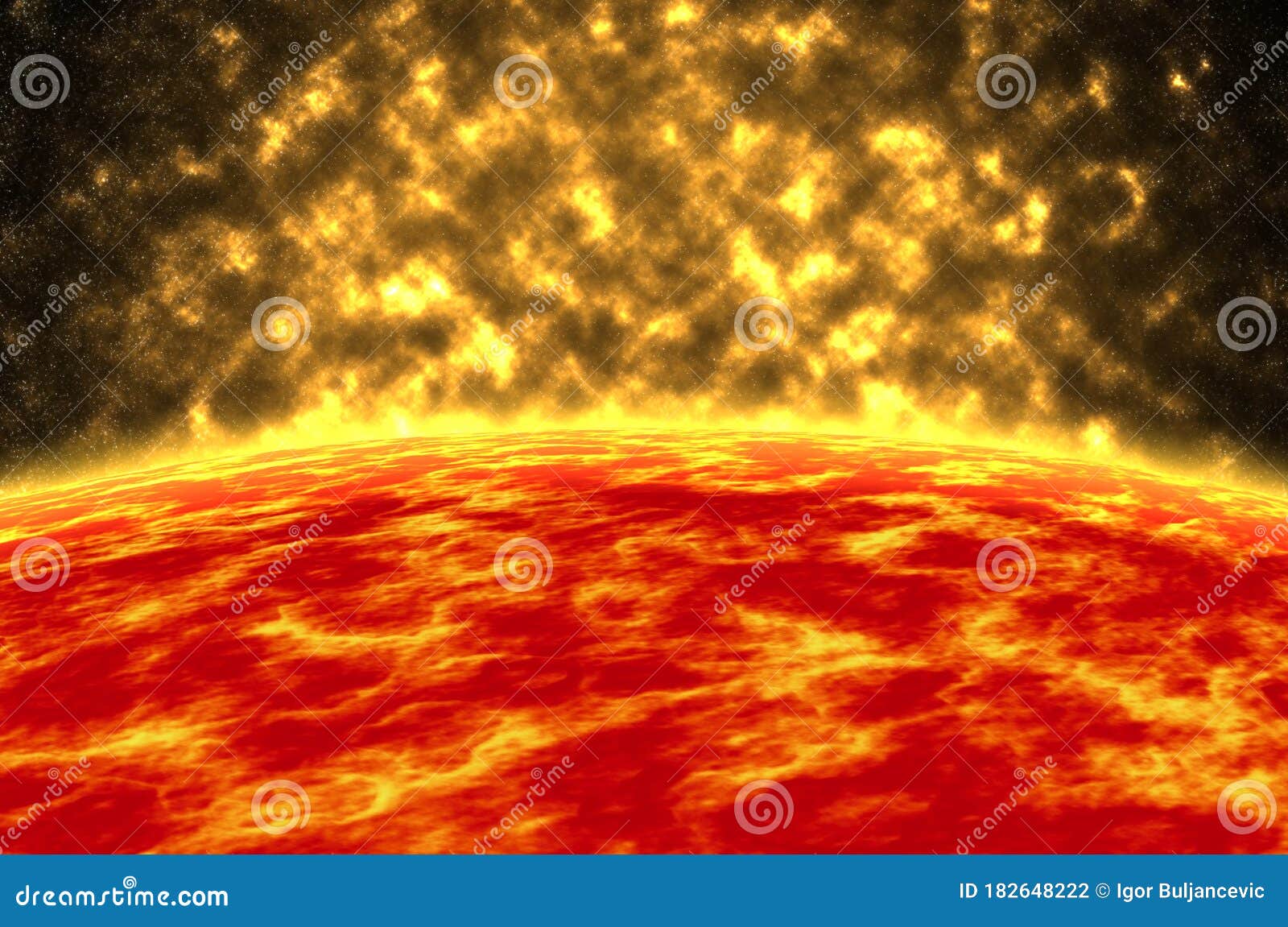 Sun Glowing in Outer Space. Illustration of the Sun Surface with Solar ...