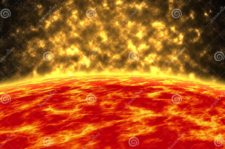 Sun Glowing in Outer Space. Illustration of the Sun Surface with Solar ...
