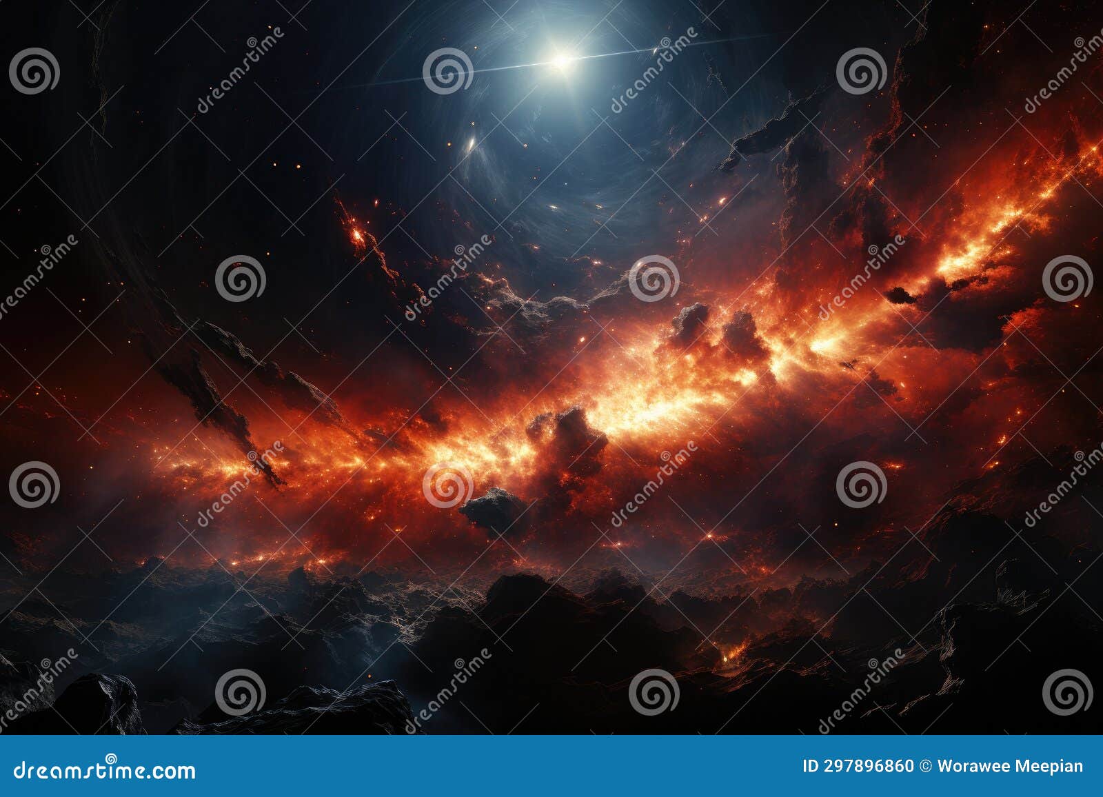 Sun in Space with Fire Flame. Surreal Galaxy Stock Photo - Image of ...