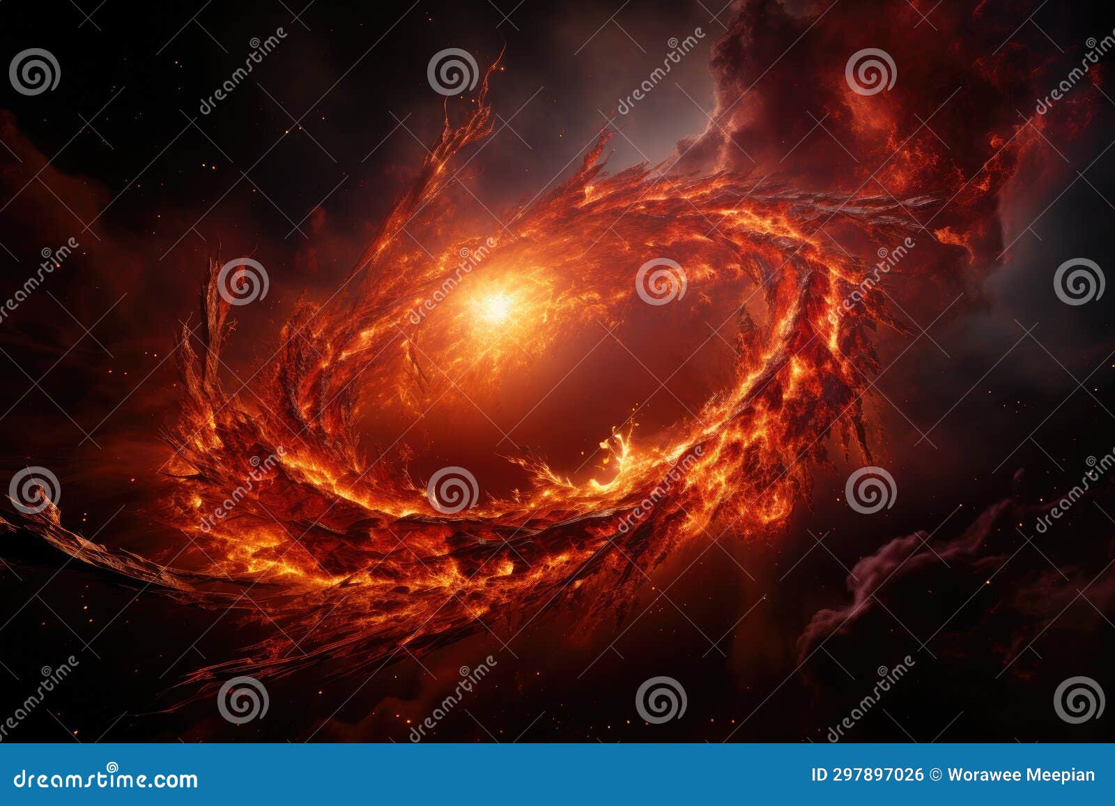 Sun in Space with Fire Flame. Surreal Galaxy Stock Photo - Image of ...