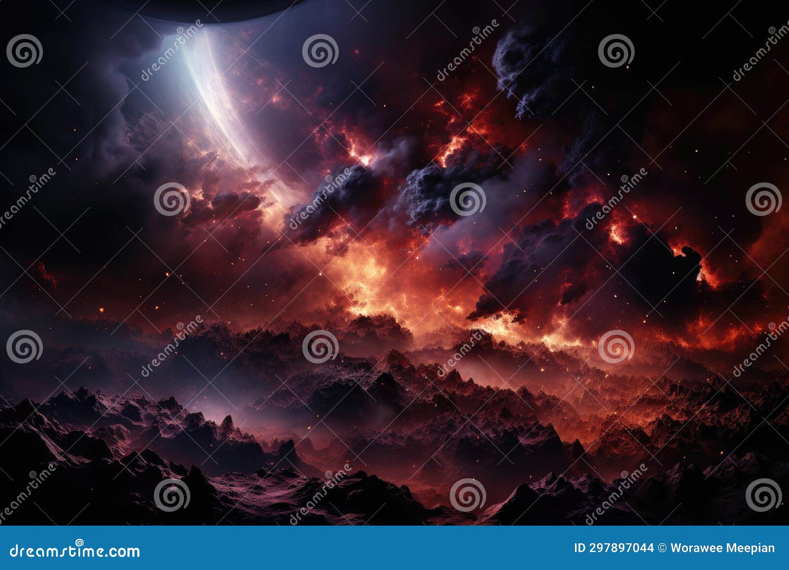 Sun in Space with Fire Flame. Surreal Galaxy Stock Photo - Image of ...