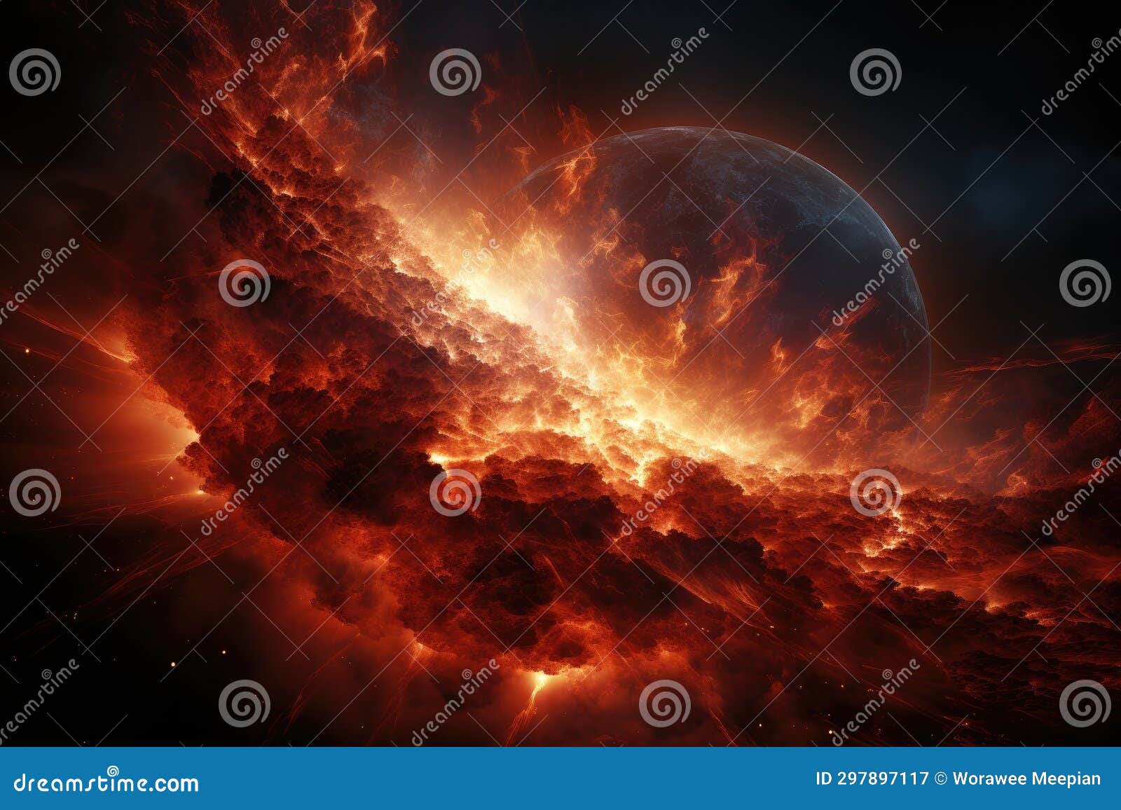 Sun in Space with Fire Flame. Surreal Galaxy Stock Image - Image of ...