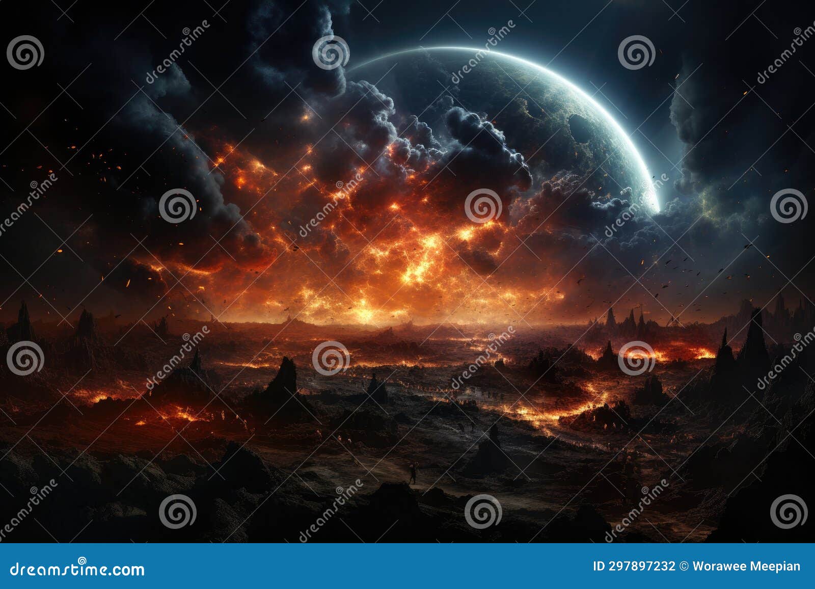 Sun in Space with Fire Flame. Surreal Galaxy Stock Photo - Image of ...