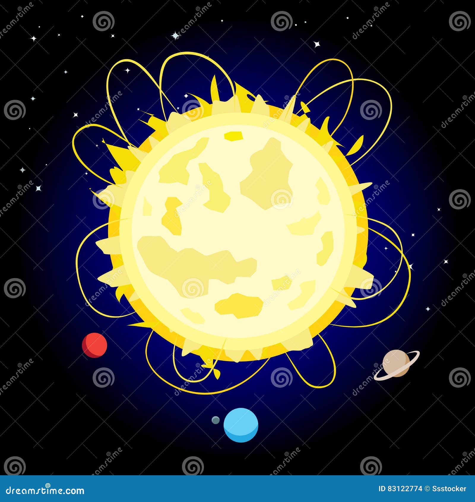 The Sun in Space Illustration Stock Vector - Illustration of drawing ...
