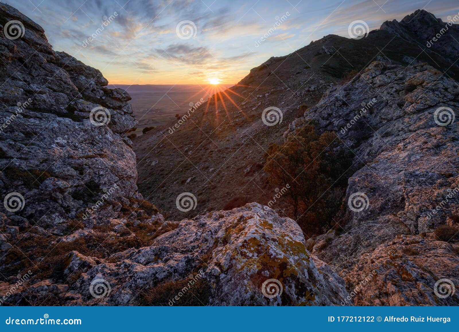 Sun Spikes in the Mountains in Bureba, Burgos, Spain Stock Photo ...