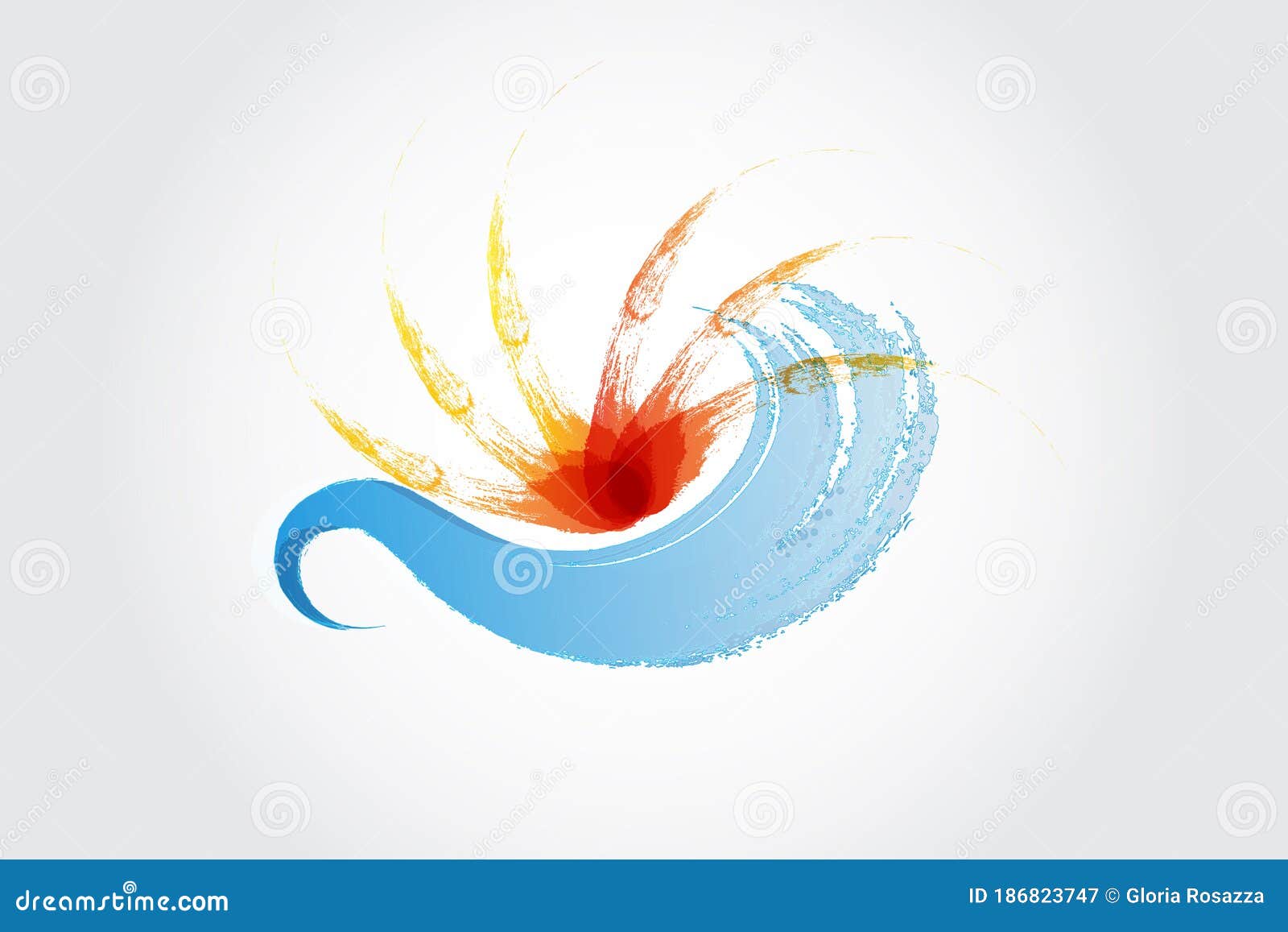 Sun Splash Waves Watercolor Paint Logo Stock Vector - Illustration of ...