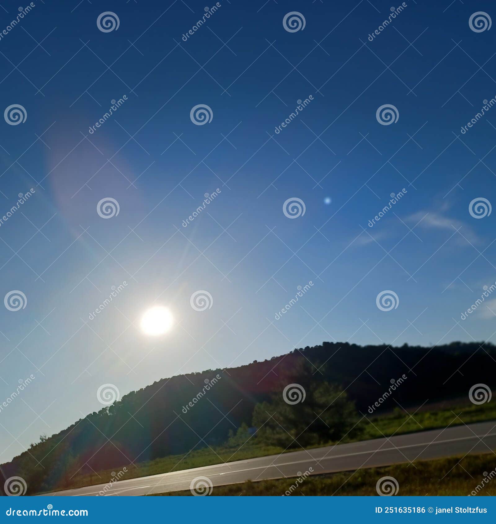 Sun spot flare stock photo. Image of highway, morning - 251635186