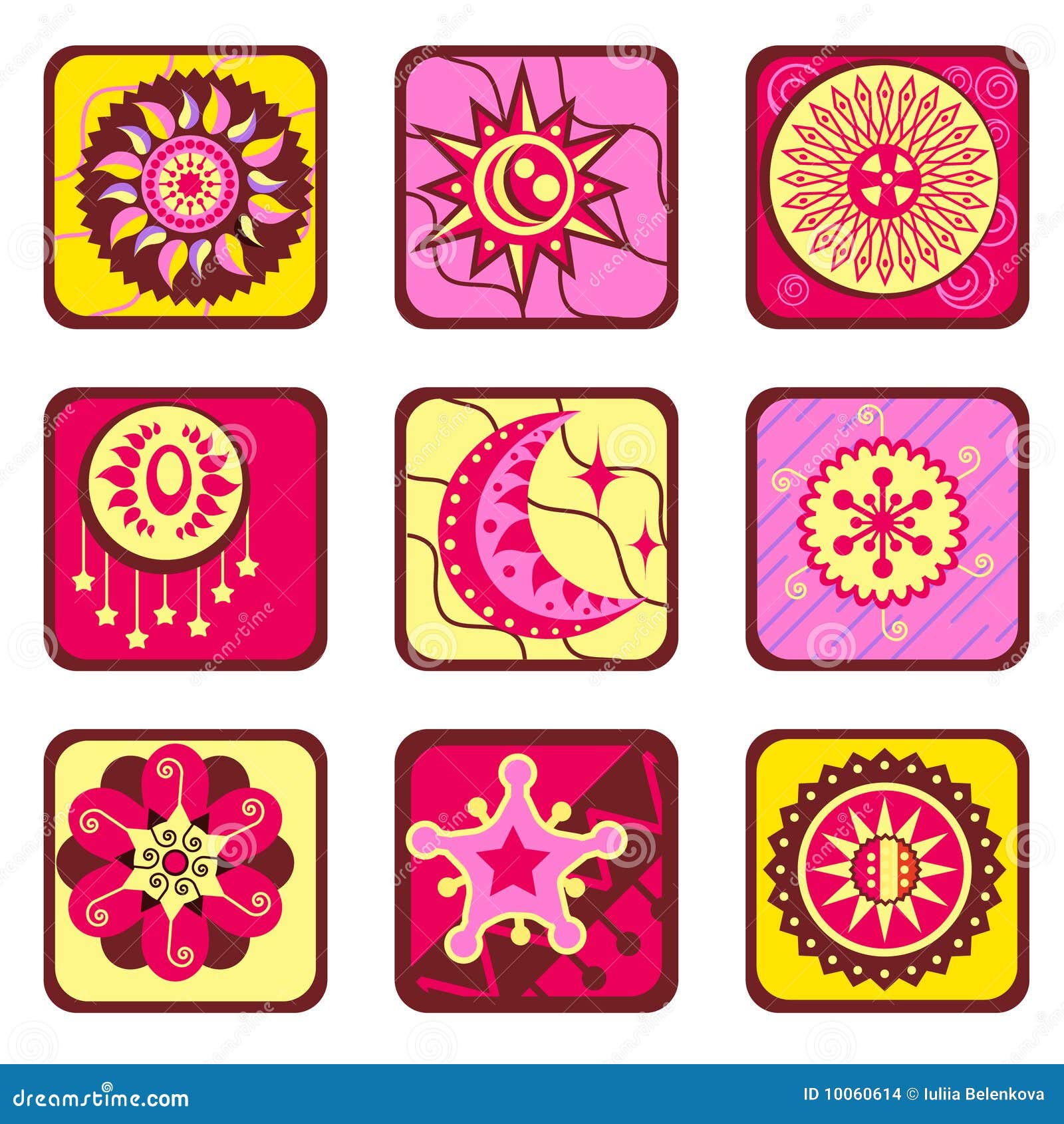 Sun and Star Design Elements Stock Vector - Illustration of swirl, moon ...