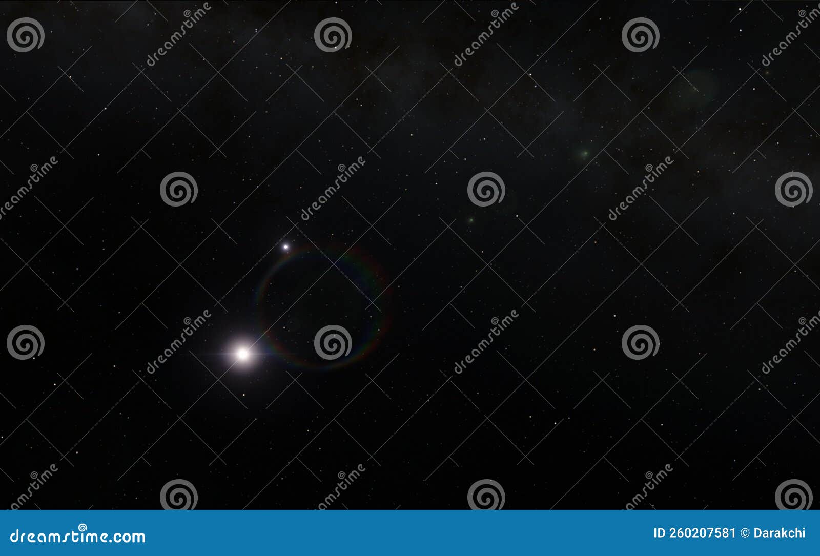 Sun and Stars 3d Rendering, Deep Space Background Illustration Stock ...